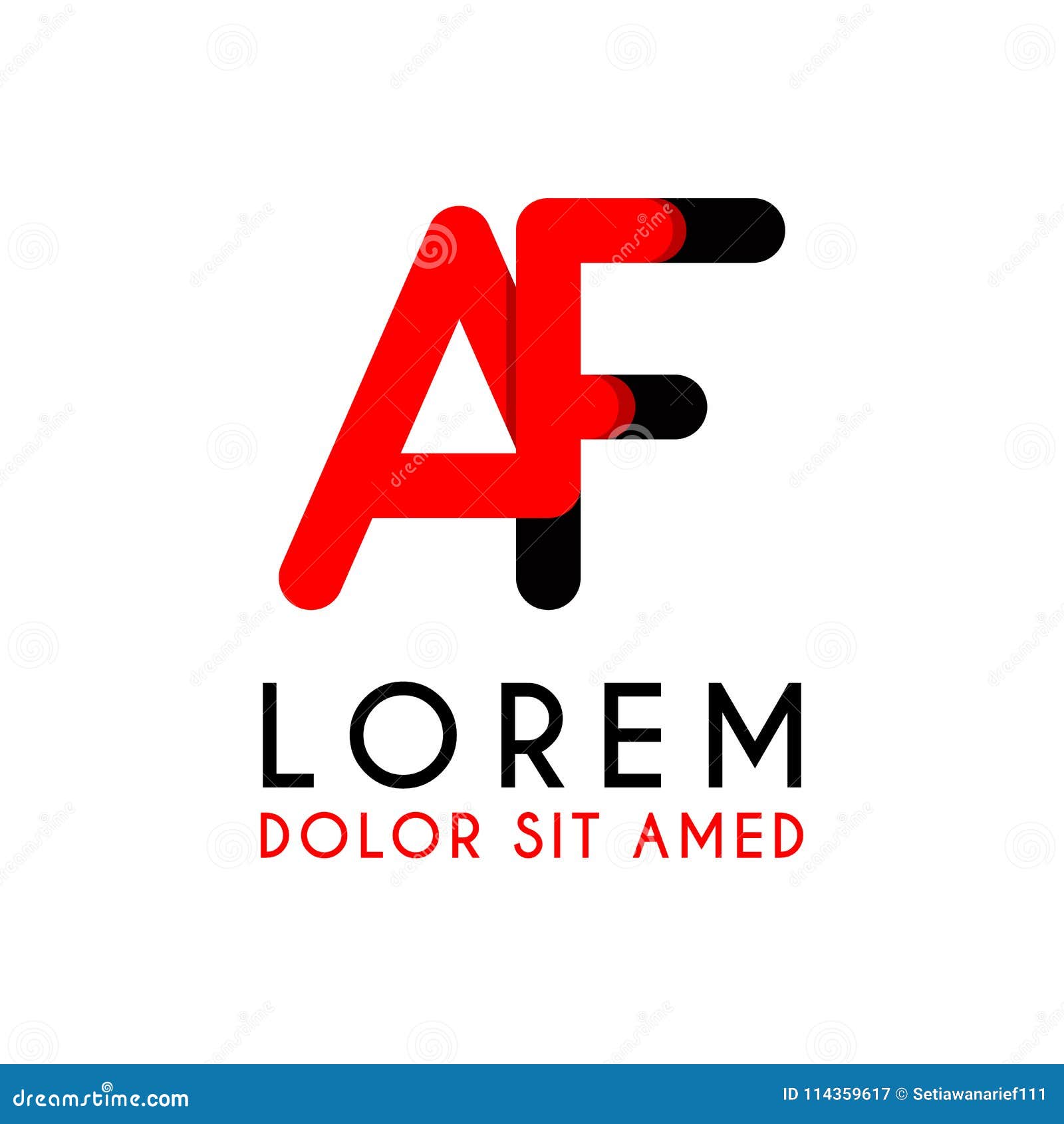 Initial Letter FA with Red Black and Has Rounded Corners Stock Vector ...