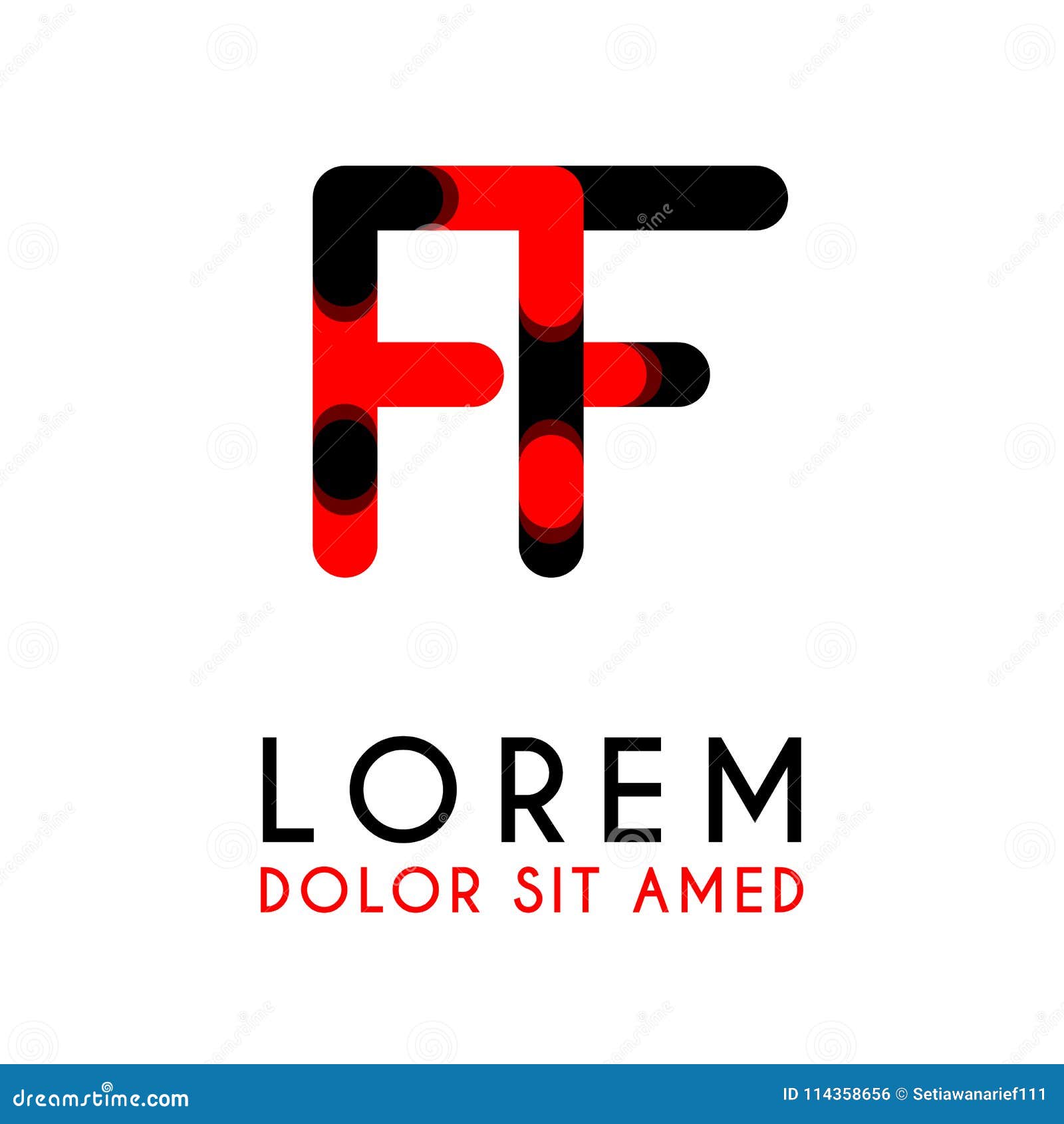 Initial Letter FF with Red Black and Has Rounded Corners Stock Vector ...