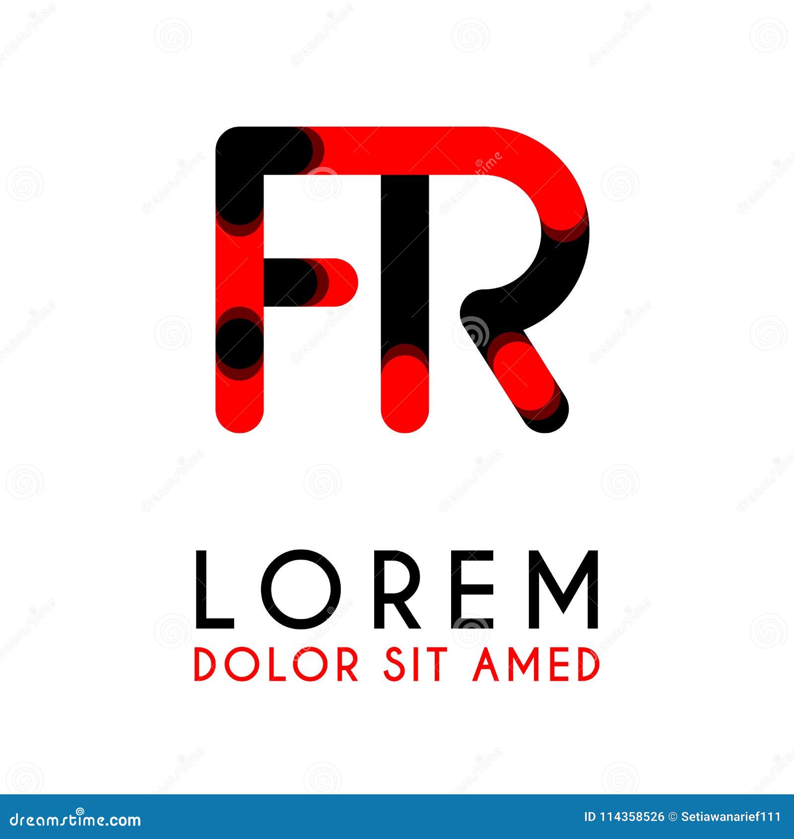 Initial Letter FR with Red Black and Has Rounded Corners Stock Vector ...