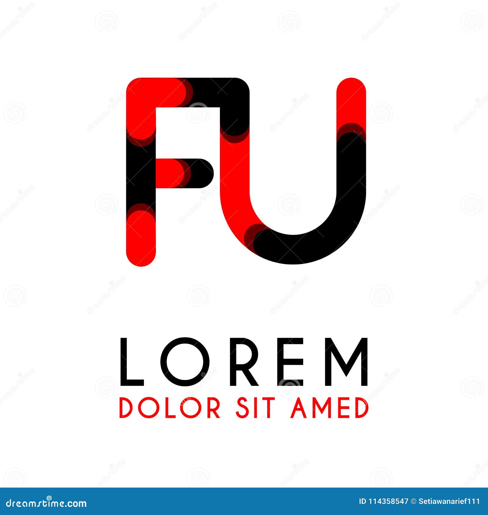 Initial Letter FU with Red Black and Has Rounded Corners Stock Vector ...