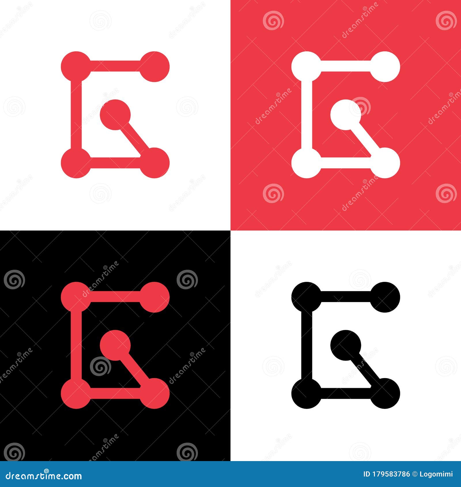 Initial Letter G Logo Icon, Dot Connection Technology Symbol Stock ...