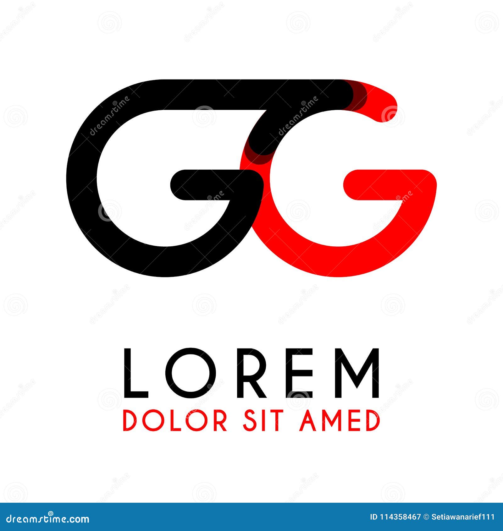 Initial Letter GG with Red Black and Has Rounded Corners Stock Vector ...