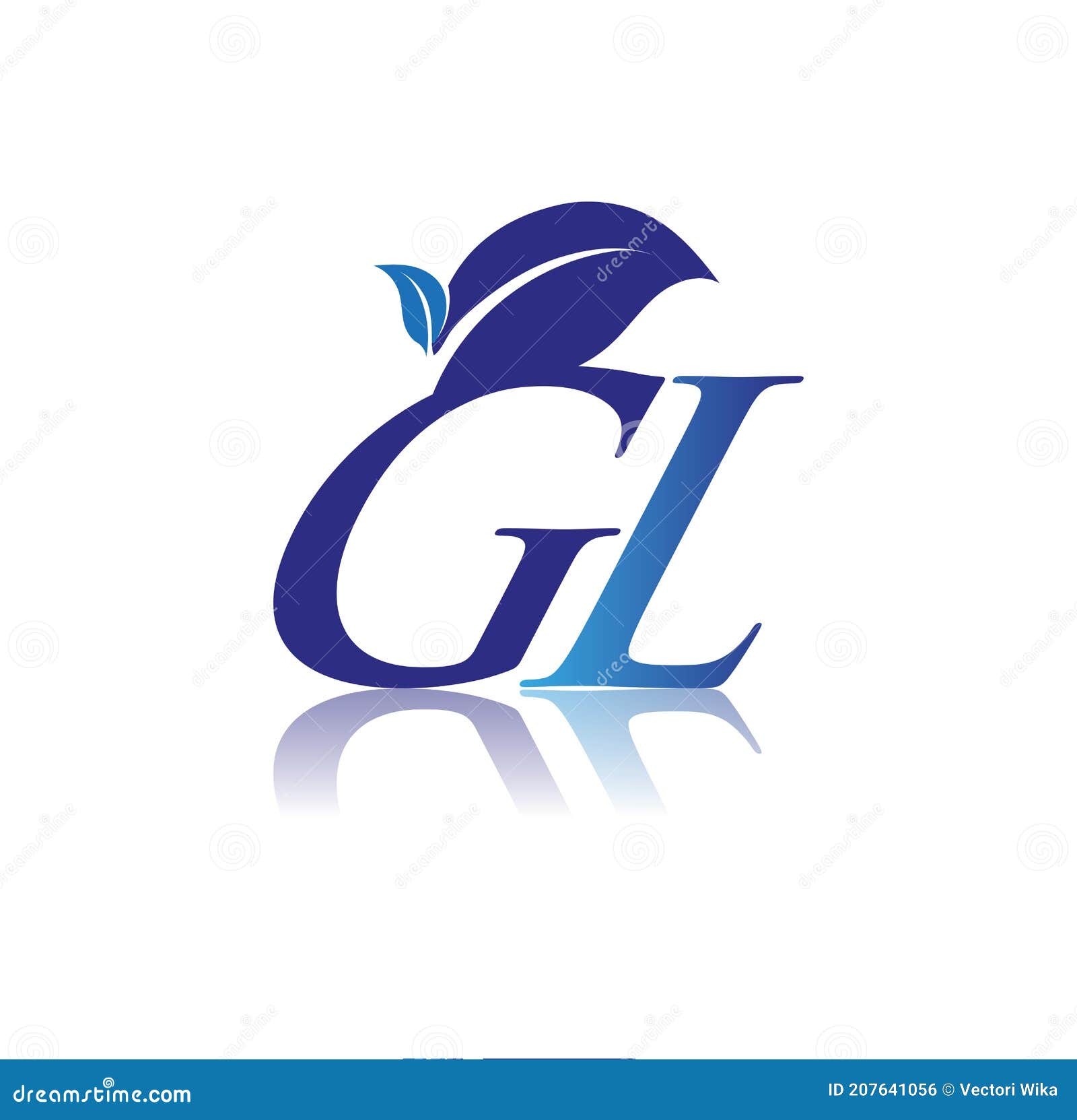 Initial Letter GL with Leaf Logo, Colored Blue Nature and Environment ...