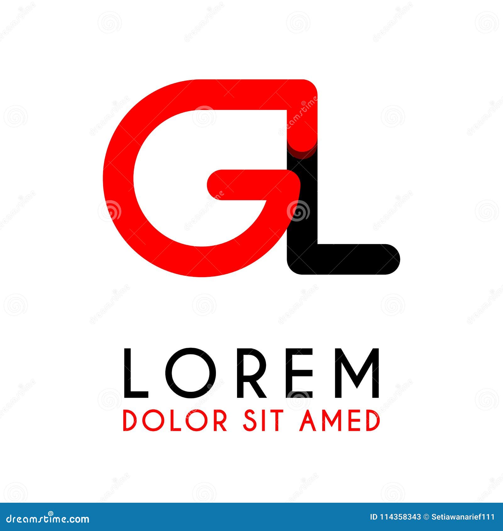 Initial Letter GL with Red Black and Has Rounded Corners Stock Vector ...