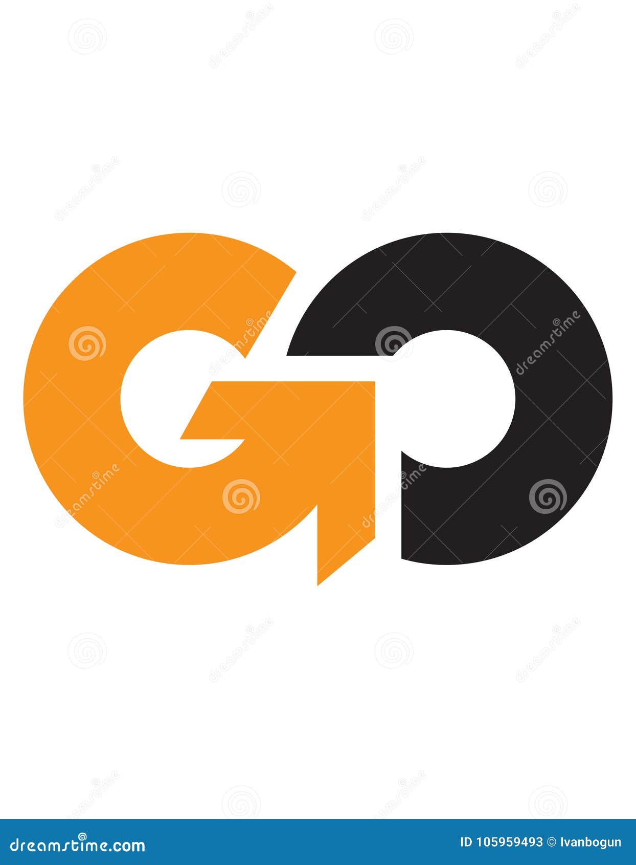 Initial letter GO, logo stock vector. Illustration of blue - 105959493