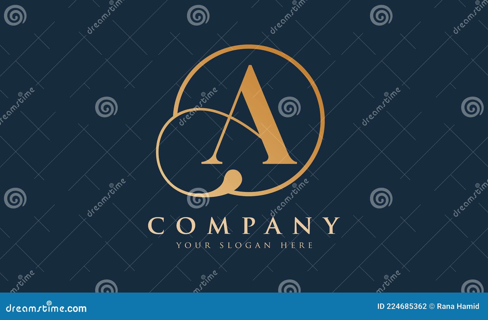 Initial a Letter Gold Color with Black Background Logo Design Vector ...