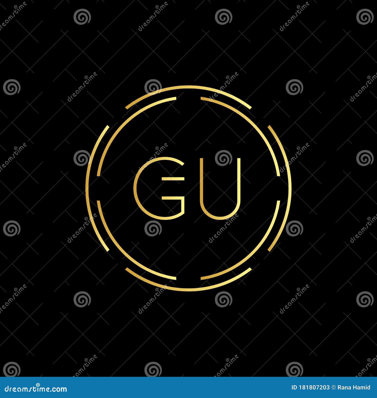Initial Letter GU Creative Logo Design Vector Template. Digital Luxury ...