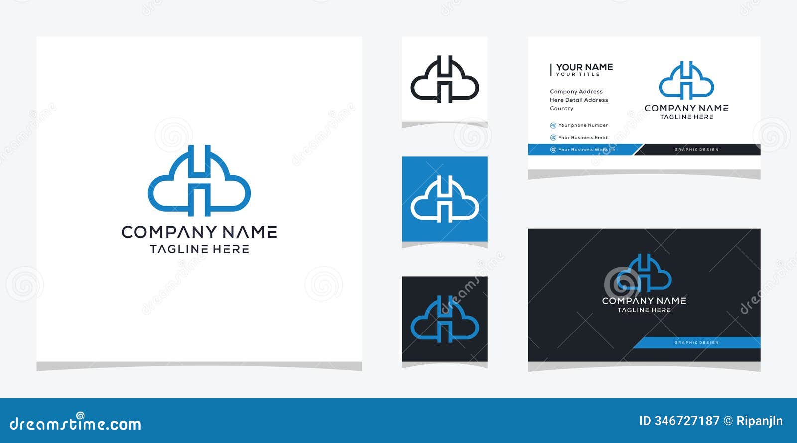 Letter H Cloud Logo Design Vector Template Stock Illustration - Illustration of silhouette ...