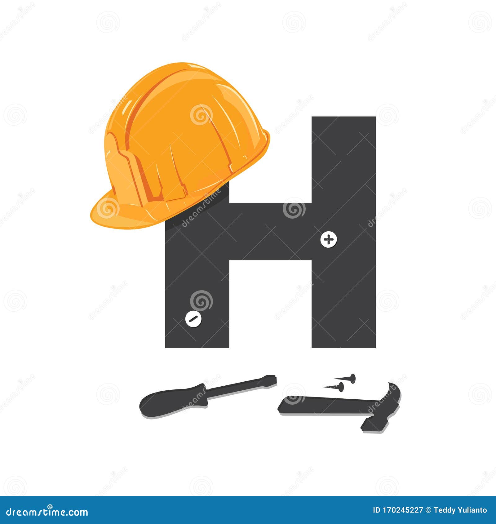 Initial Letter H Construction Logo Stock Illustration - Illustration of ...