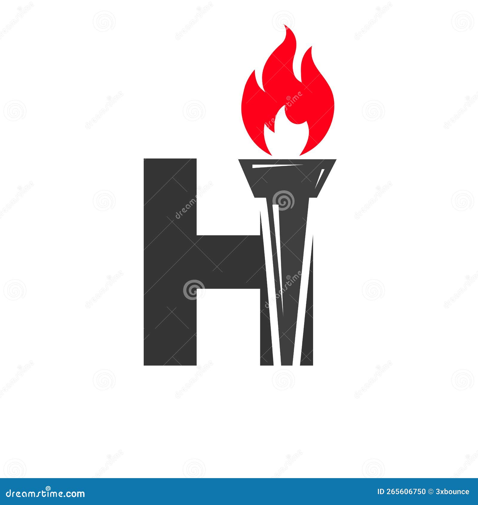 Initial Letter H Fire Torch Concept with Fire and Torch Icon Vector ...