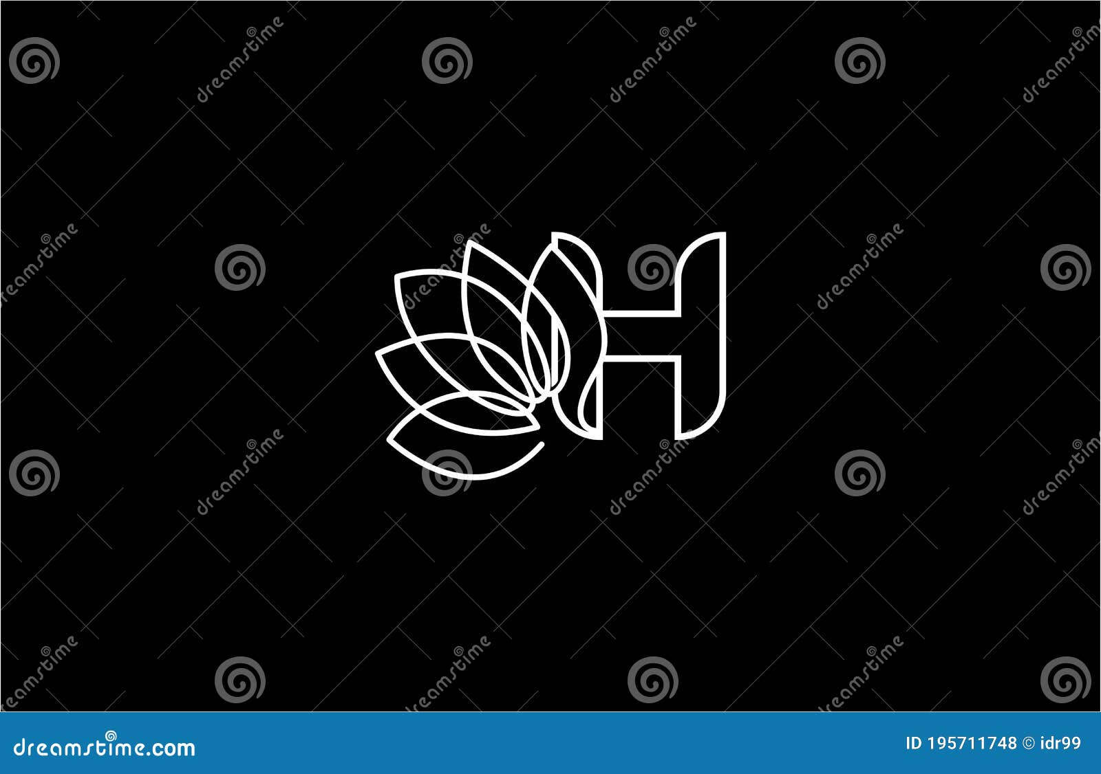 Initial Letter H Linked Monogram Linear Lotus Stock Illustration ... Initial Letter H Linked Monogram Linear Lotus Stock Illustration ...