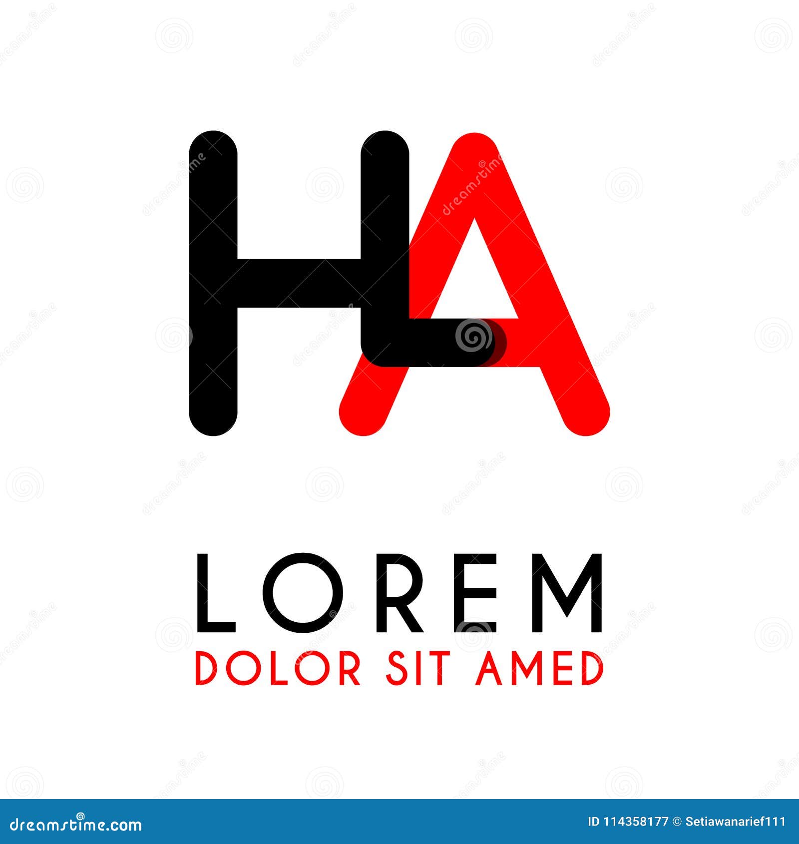 Initial Letter HA with Red Black and Has Rounded Corners Stock Vector ...