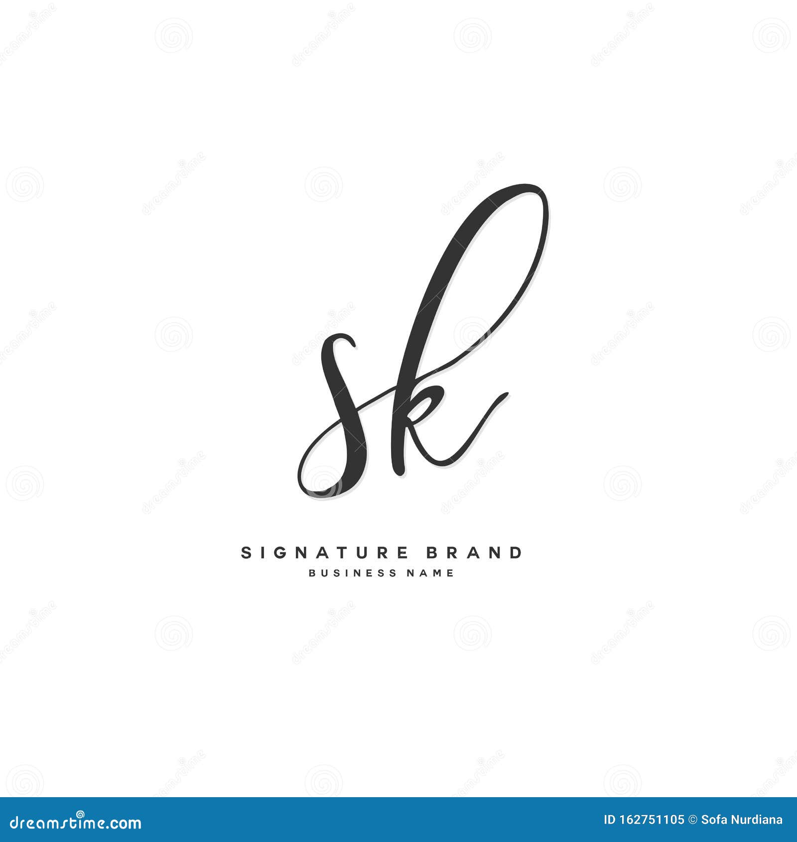 S K SK Initial Letter Handwriting and Signature Logo Concept Design ...