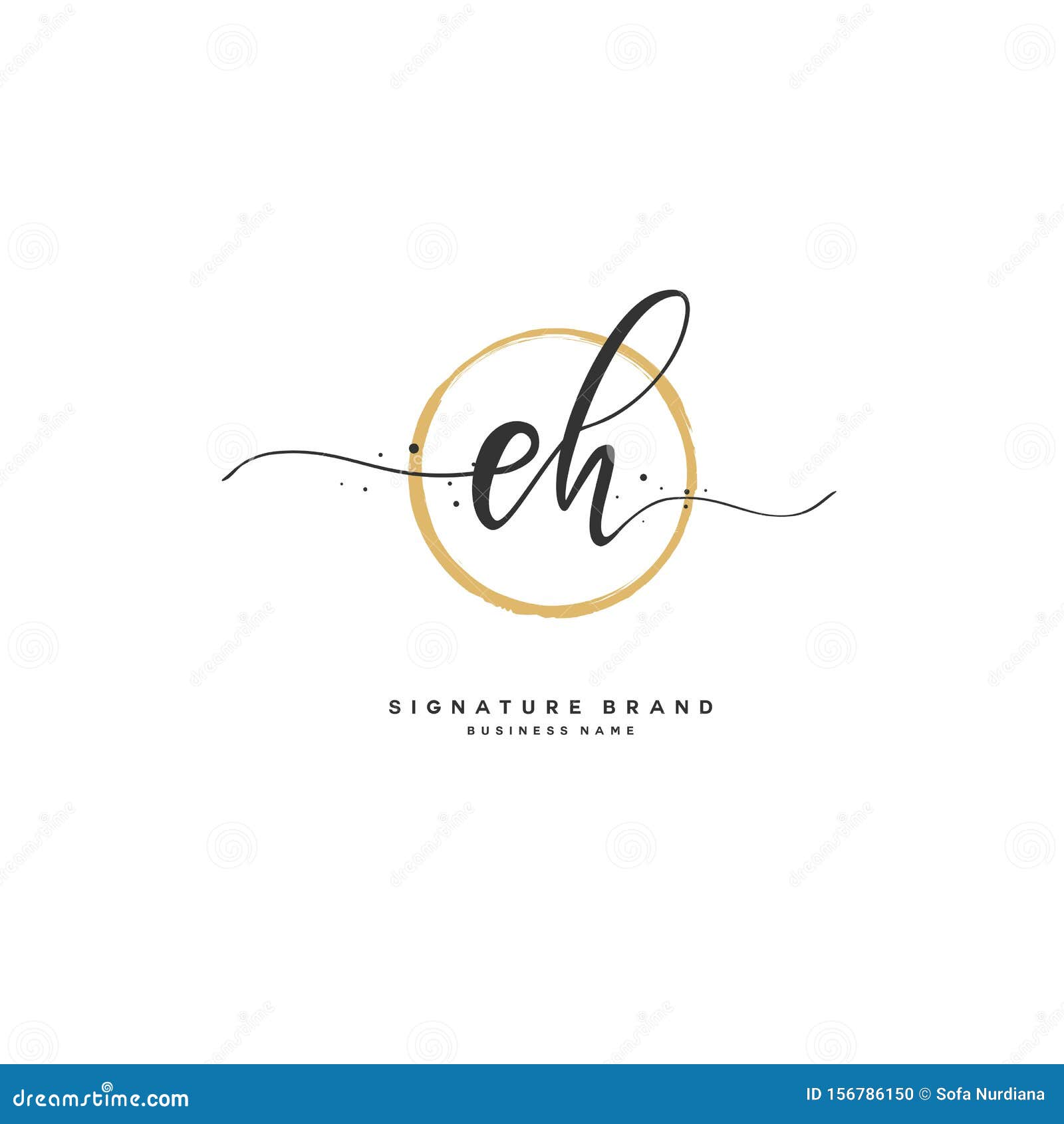EH Initial Letter Handwriting and Signature Logo. a Concept Handwriting ...