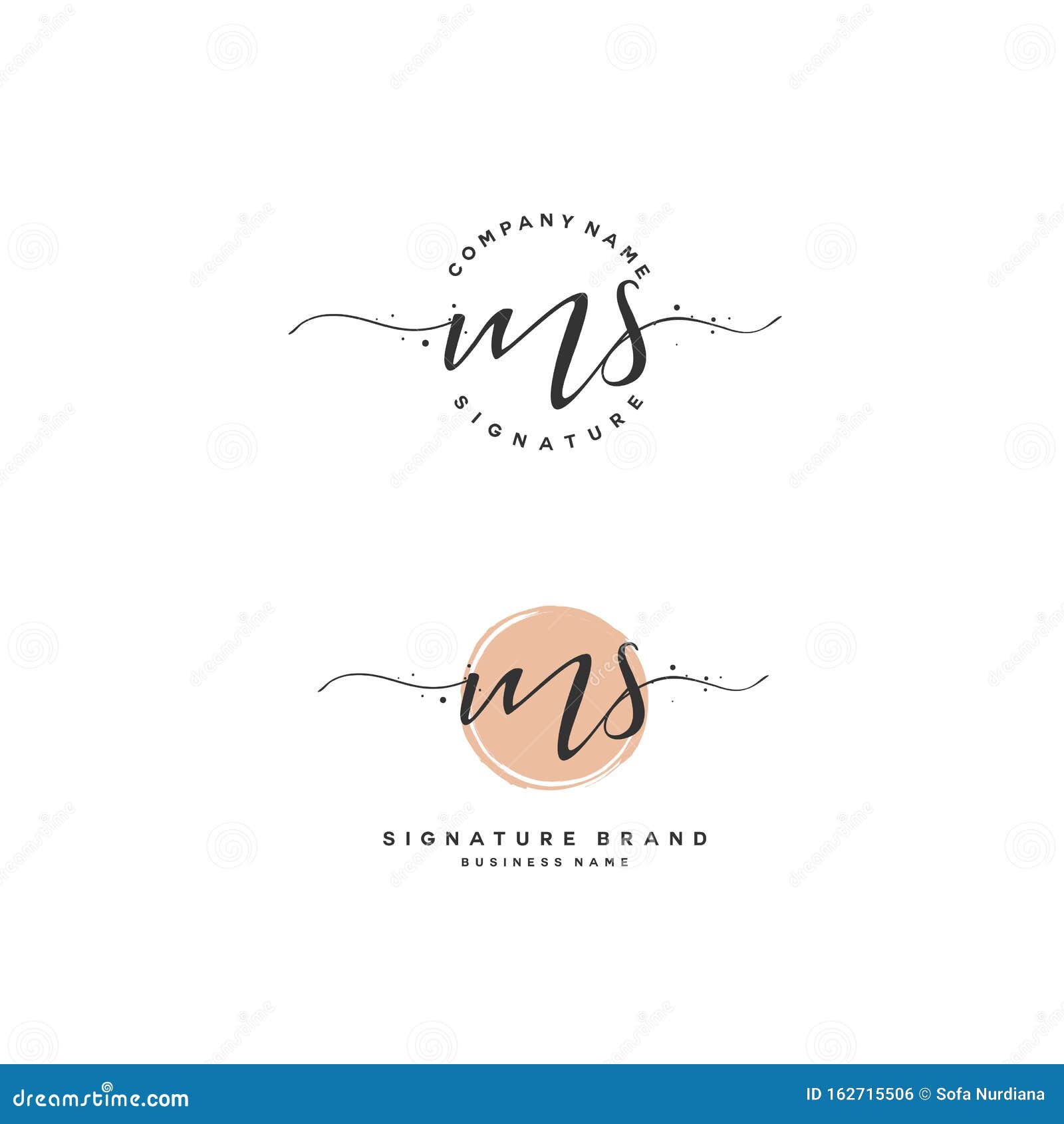 M S MS Initial Letter Handwriting and Signature Logo. a Concept ...