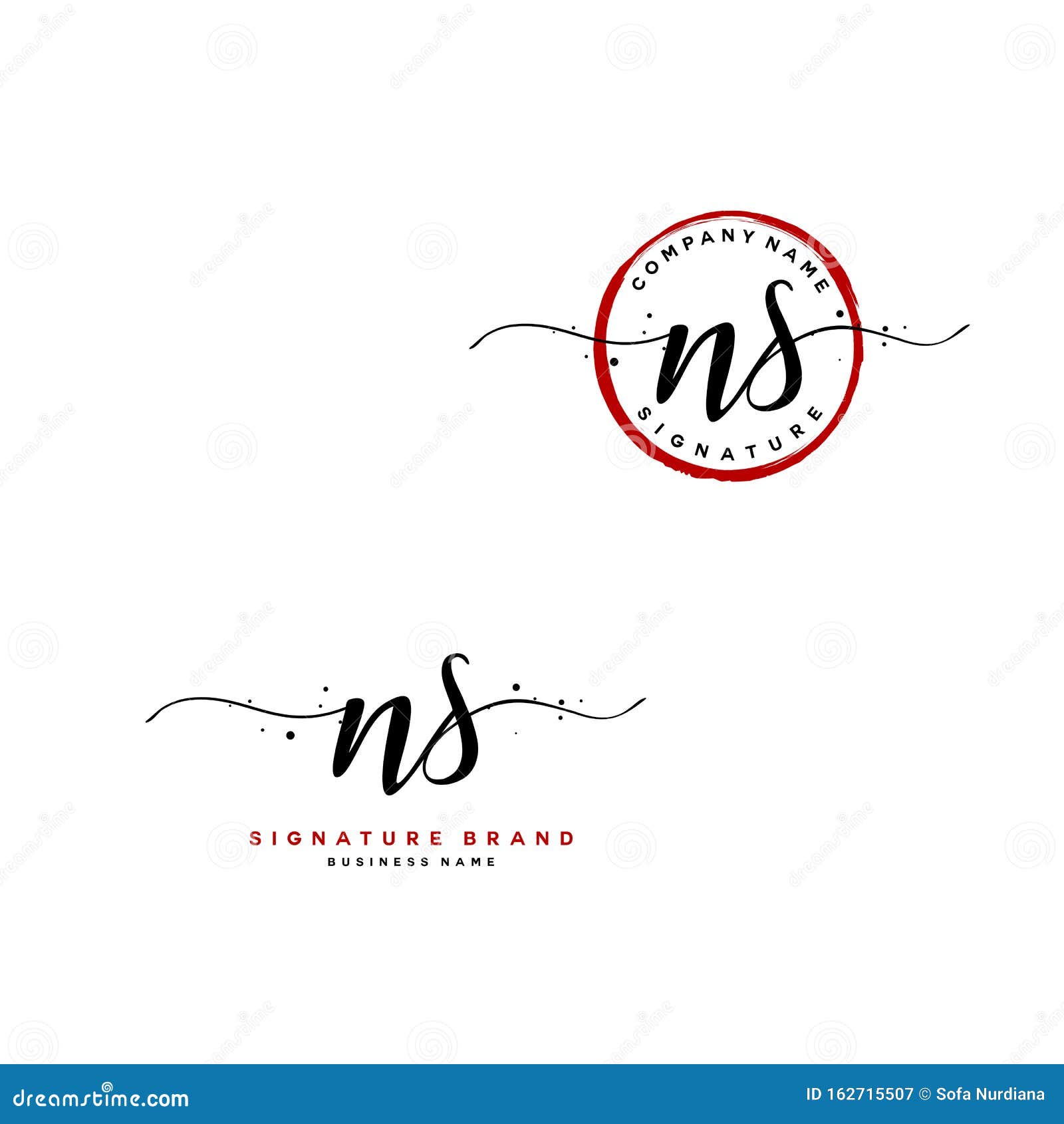 N S NS Initial Letter Handwriting and Signature Logo. a Concept ...