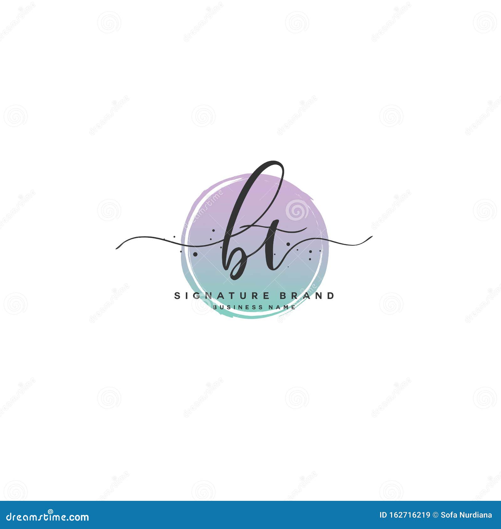 B T BT Initial Letter Handwriting and Signature Logo. a Concept ...