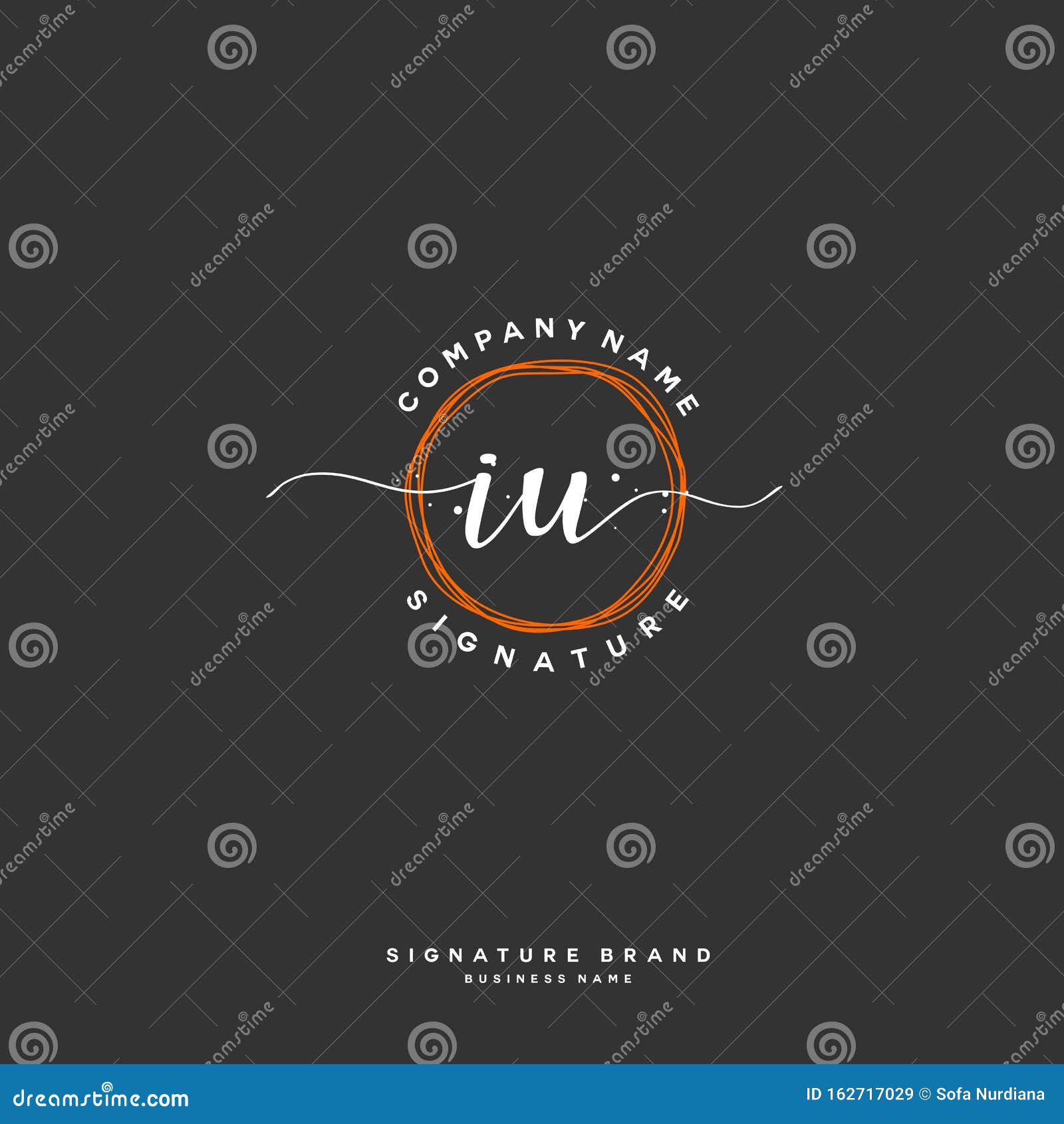 I U IU Initial Letter Handwriting and Signature Logo. a Concept ...