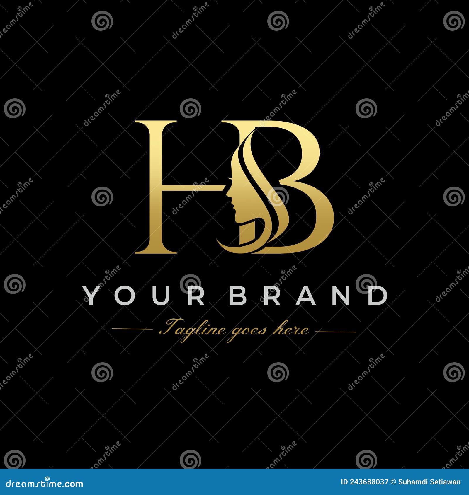 Initial Letter HB Beauty Face Logo Design Vector Stock Vector ...