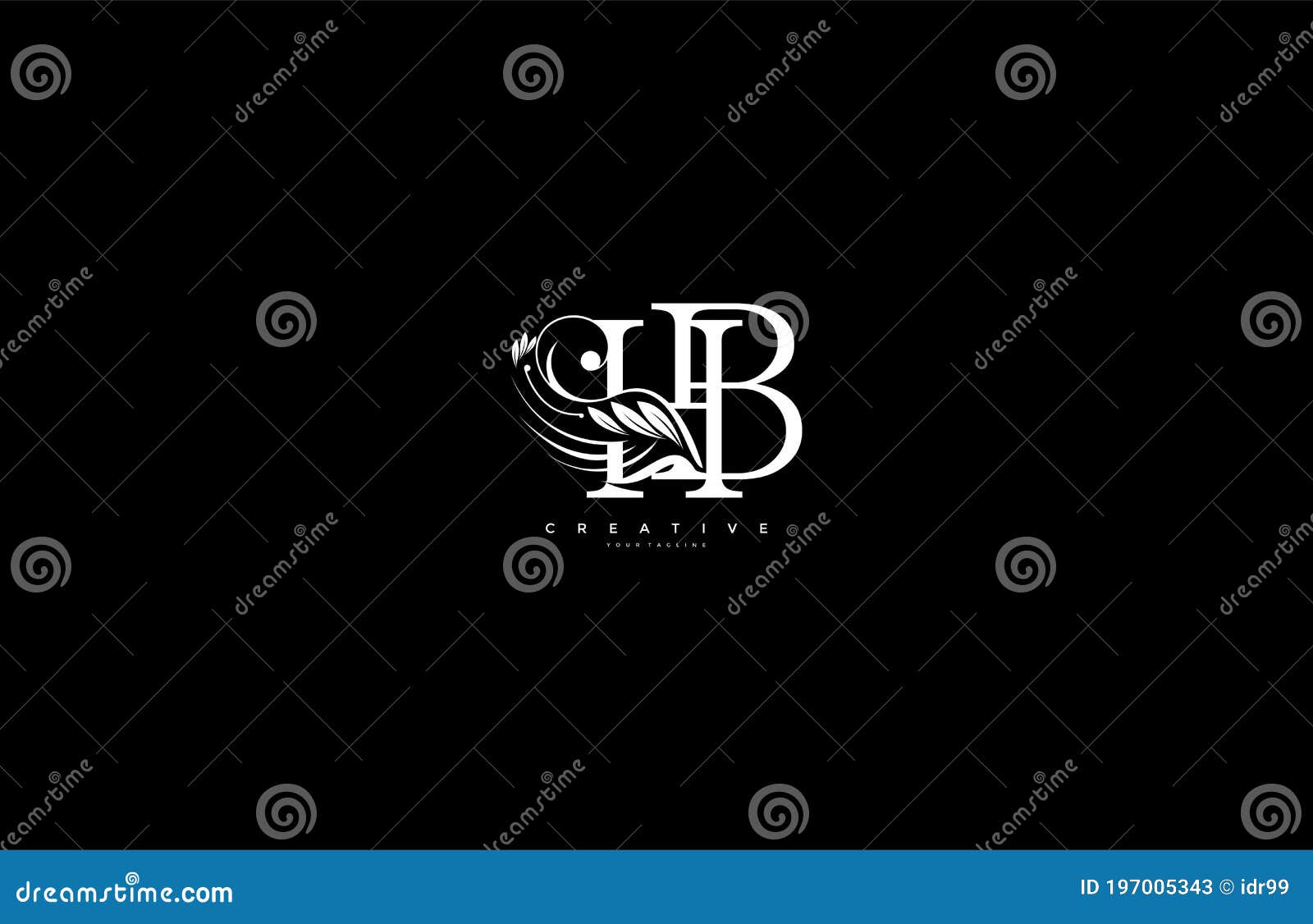 Initial Letter HB Linked Monogram Floral Modern Gothic Logotype Stock ...