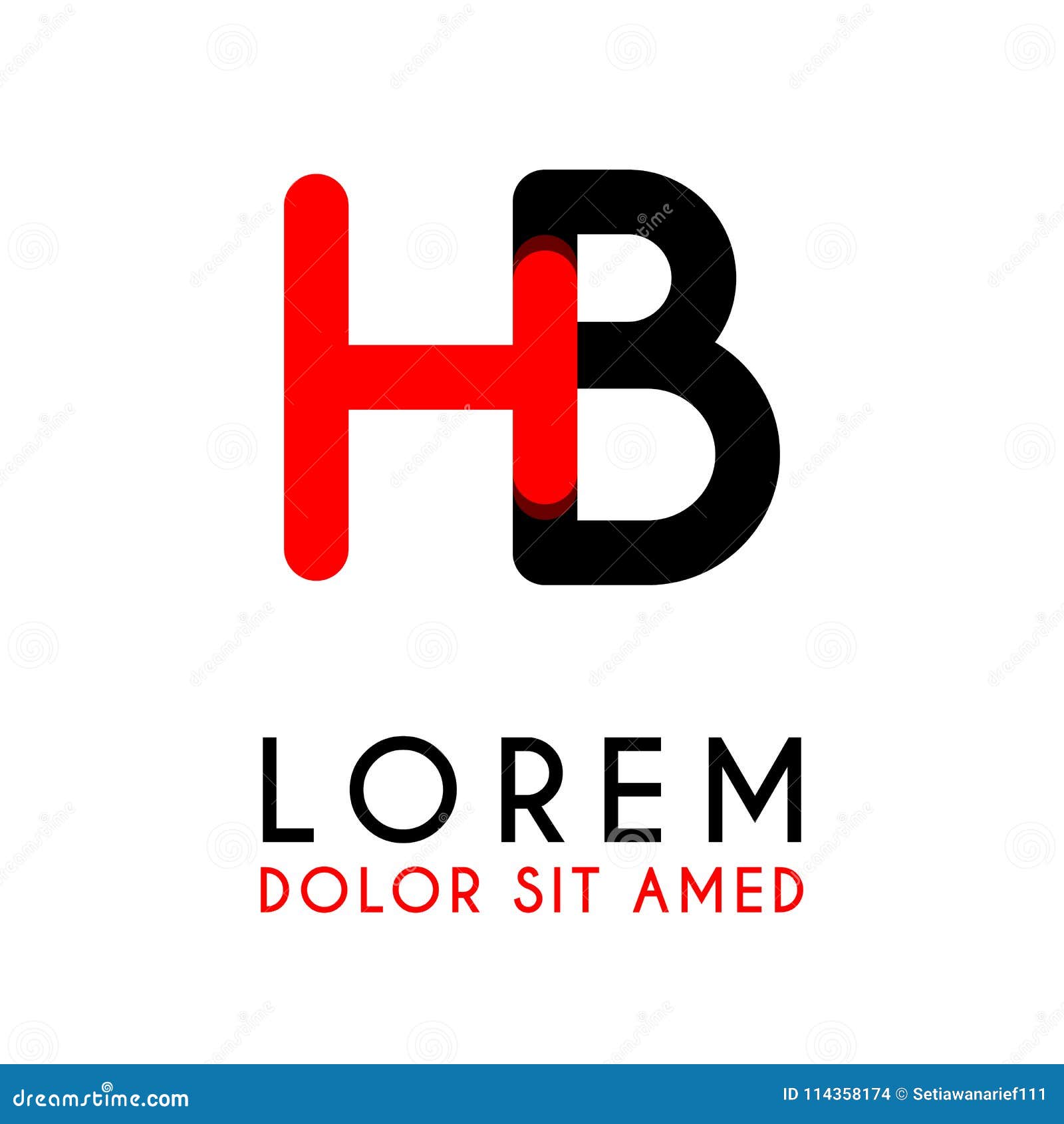 Initial Letter HB With Red Black And Has Rounded Corners Vector ...