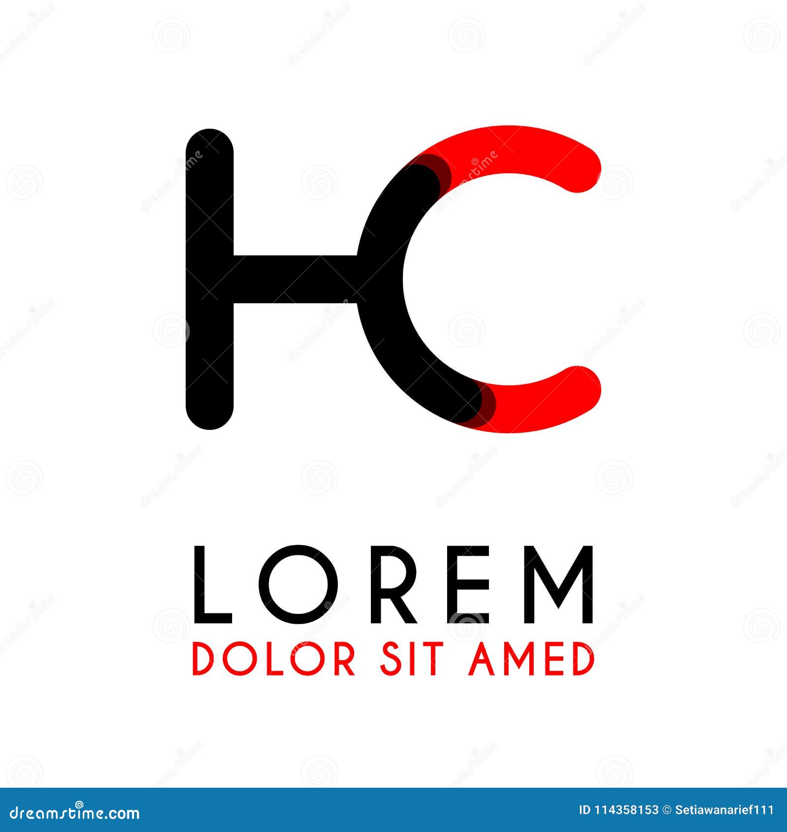 Initial Letter HC with Red Black and Has Rounded Corners Stock Vector ...