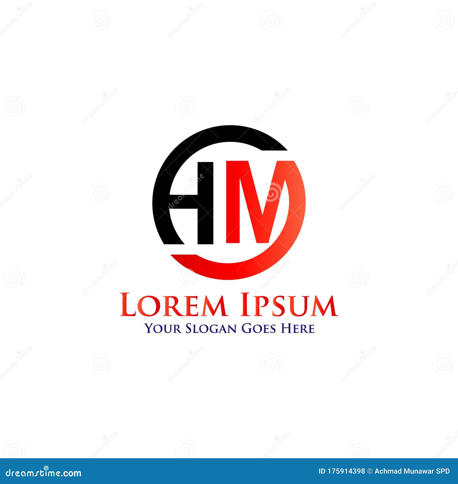 Initial Letter Hm In A Circle Design Logo Vector Graphic Branding Letter Element Stock Vector