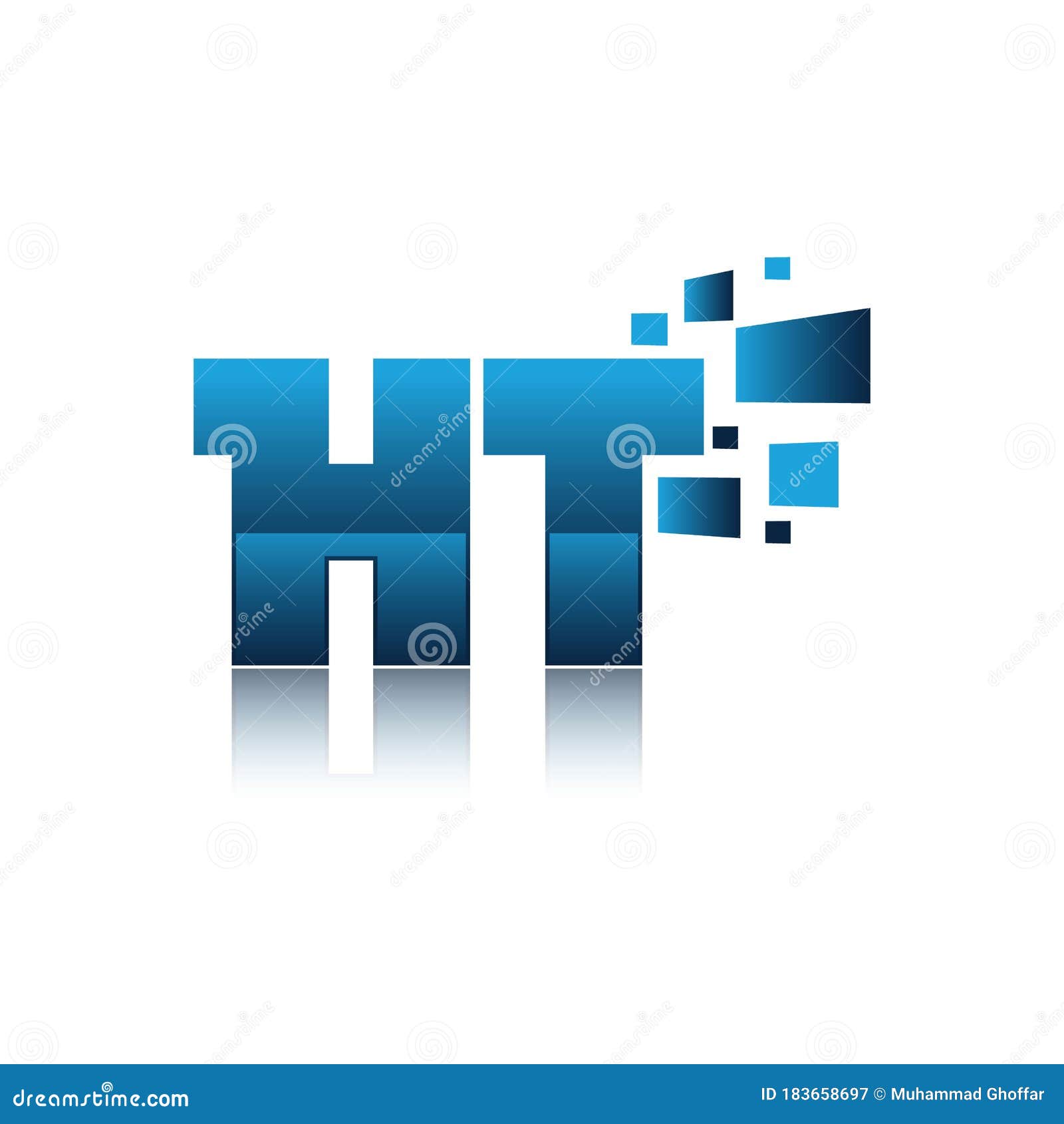 Initial Letter HT Linked Circle Uppercase Logo Blue Icon Design ...