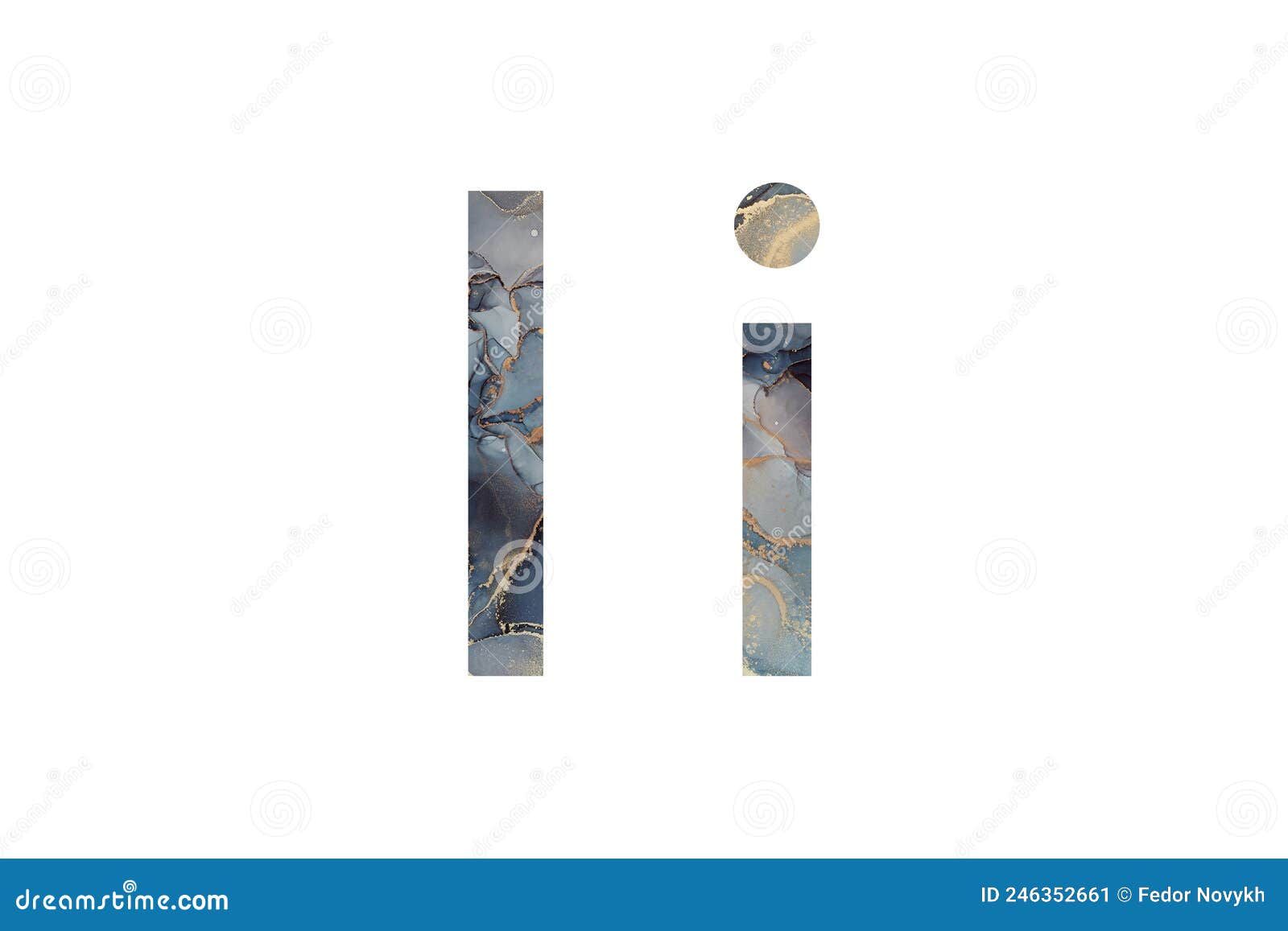 Initial Letter I with Abstract Hand-painted Alcohol Ink Texture Stock ...
