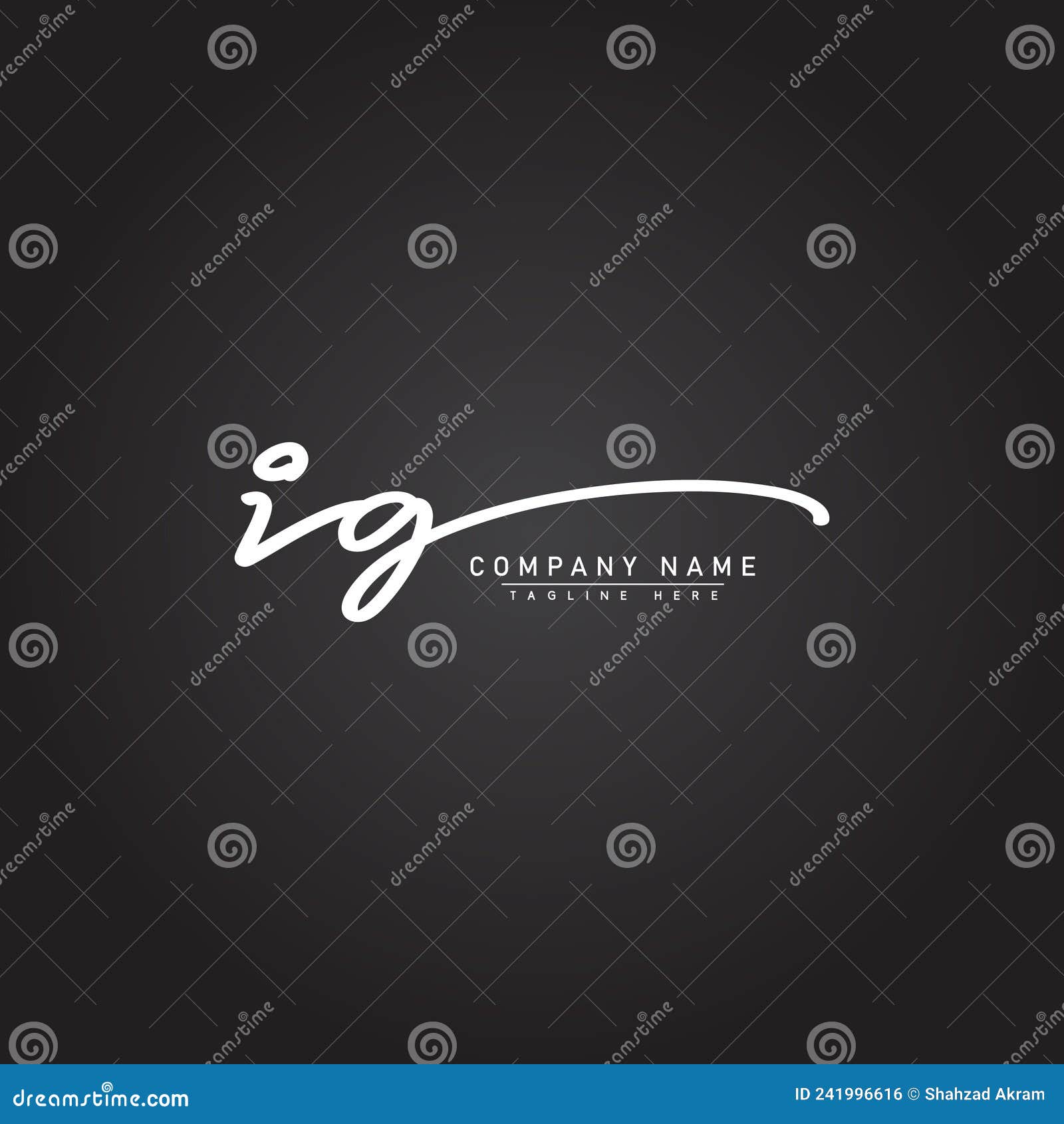 Initial Letter IG Logo - Hand Drawn Signature Style Logo Stock Vector ...