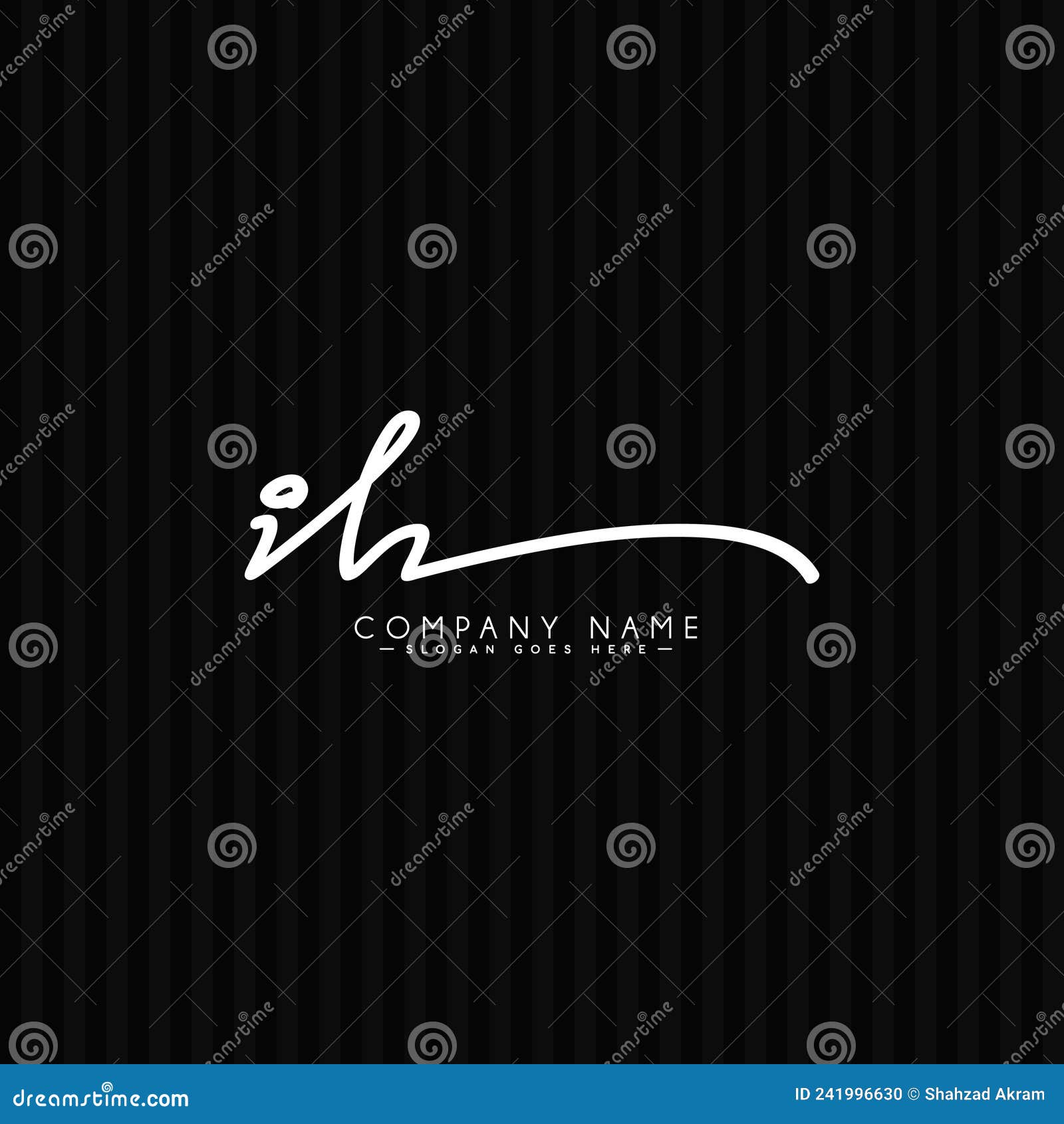 Initial Letter IH Logo - Hand Drawn Signature Style Logo Stock Vector ...
