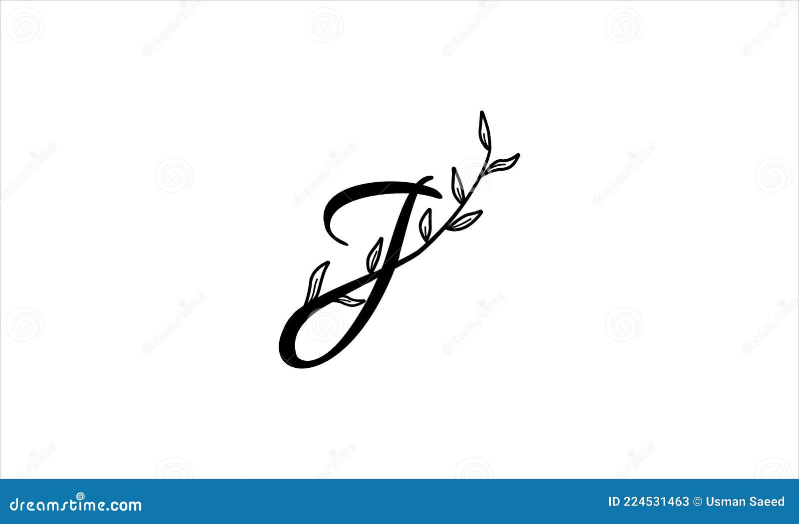 Initial Letter J Floral Hand Drawn Botanical Boho Icon Logo Design ...