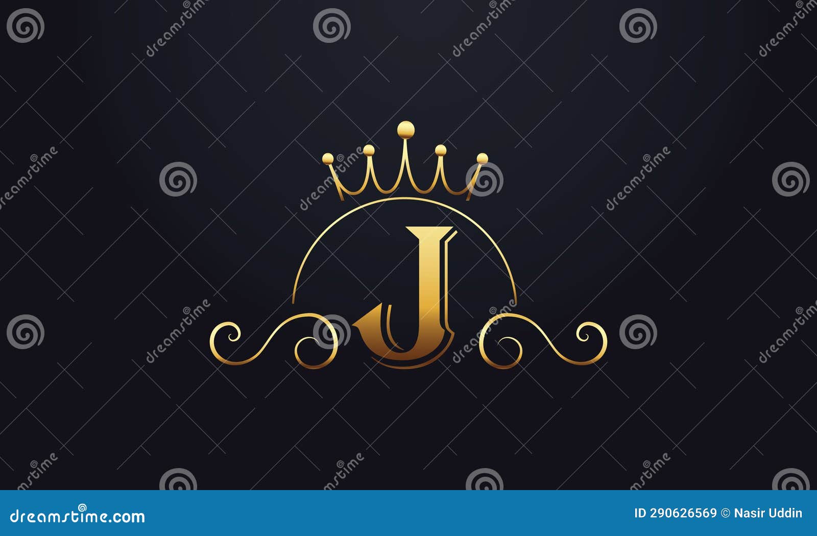 Initial Letter J Logo Design With King Crown Icon. Luxury Letter ...