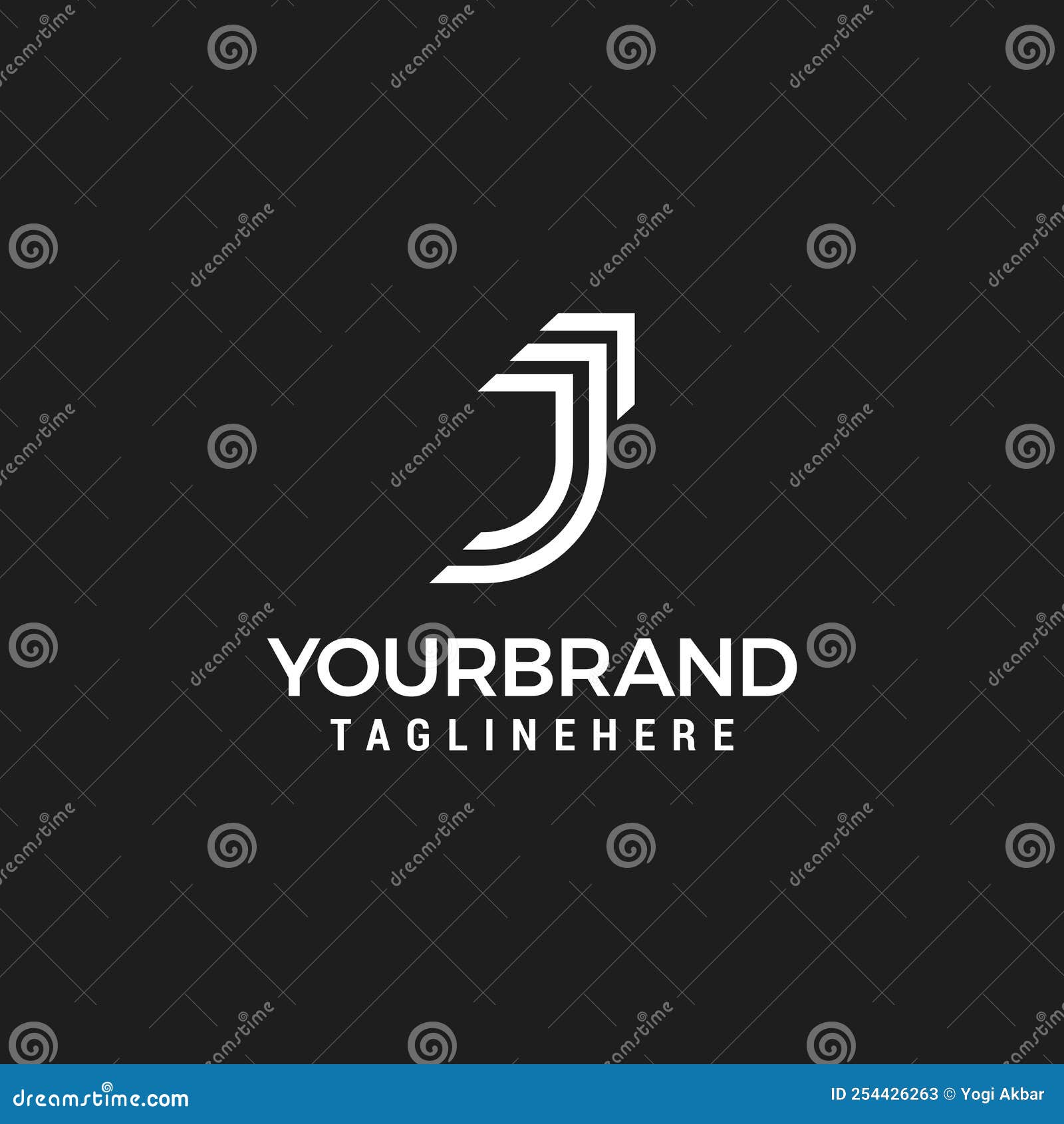Initial Letter J Logo White Geometric Shape J Letter Isolated on Black ...