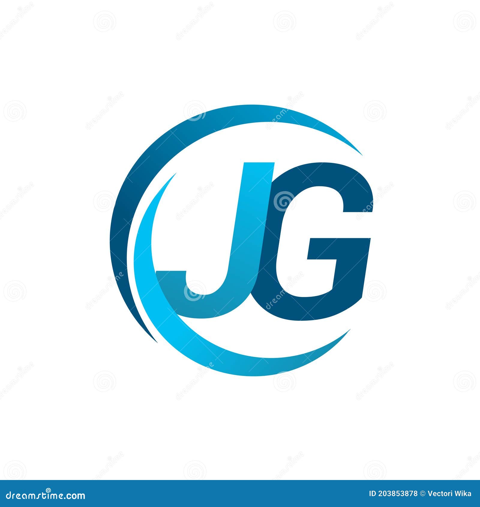 Initial Letter Jg Logotype Company Name Blue Circle And Swoosh Design