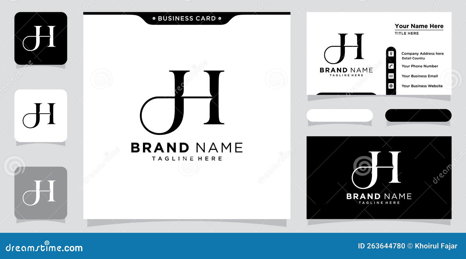 Initial Letter JH Logo Design Template Stock Vector - Illustration of ...