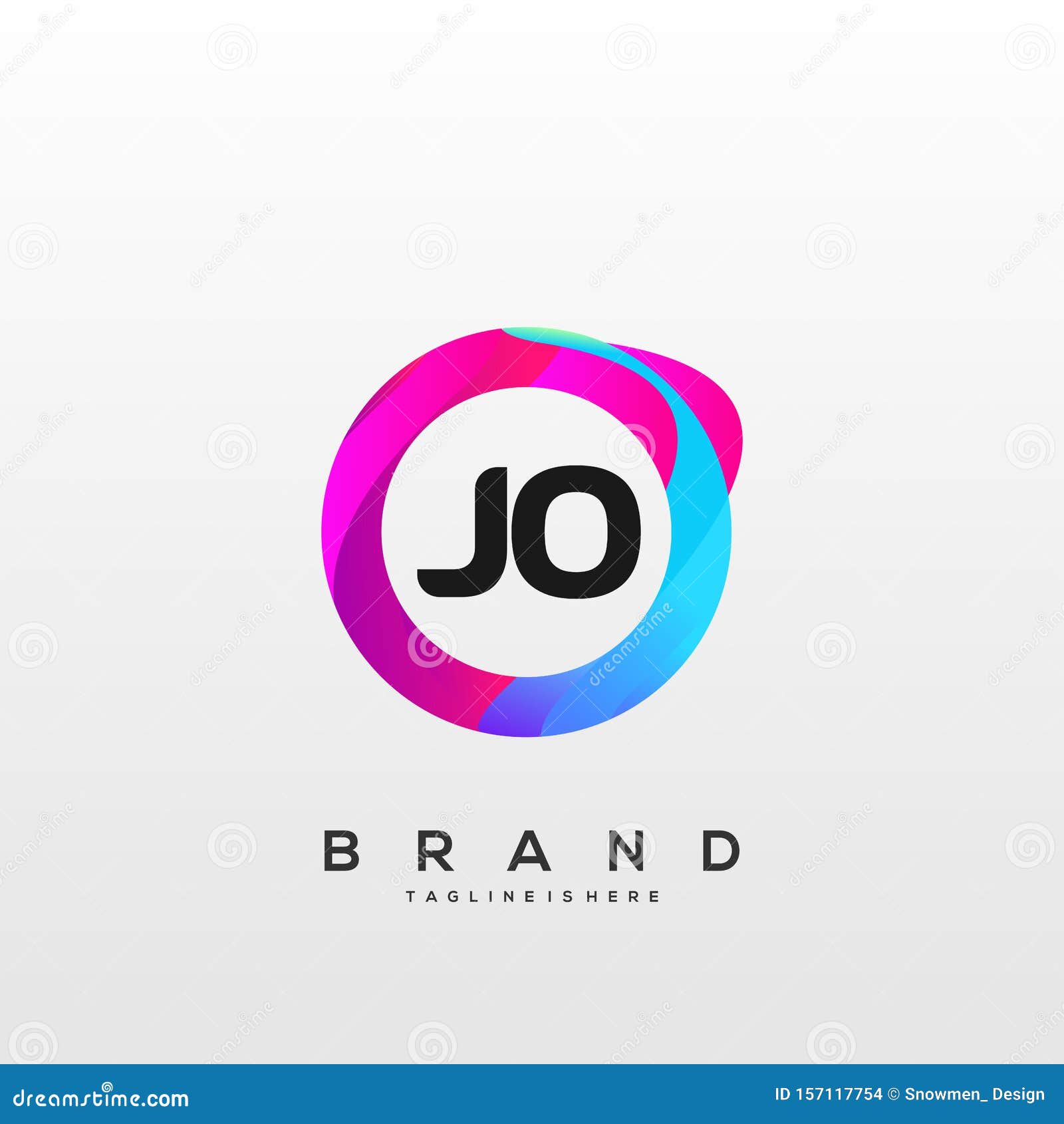 Initial Letter JO Logo with Colorful Circle Background, Letter ...