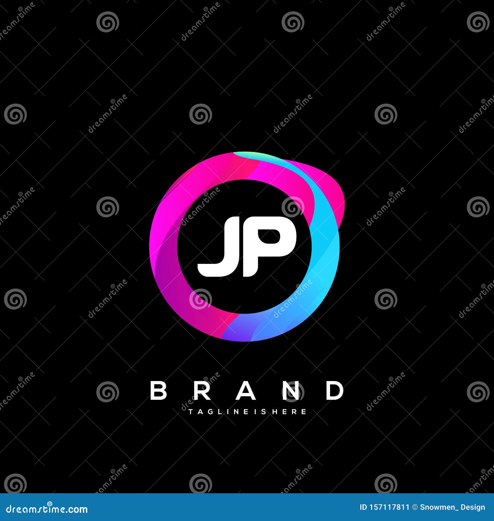Initial Letter JP Logo with Colorful Circle Background, Letter ...