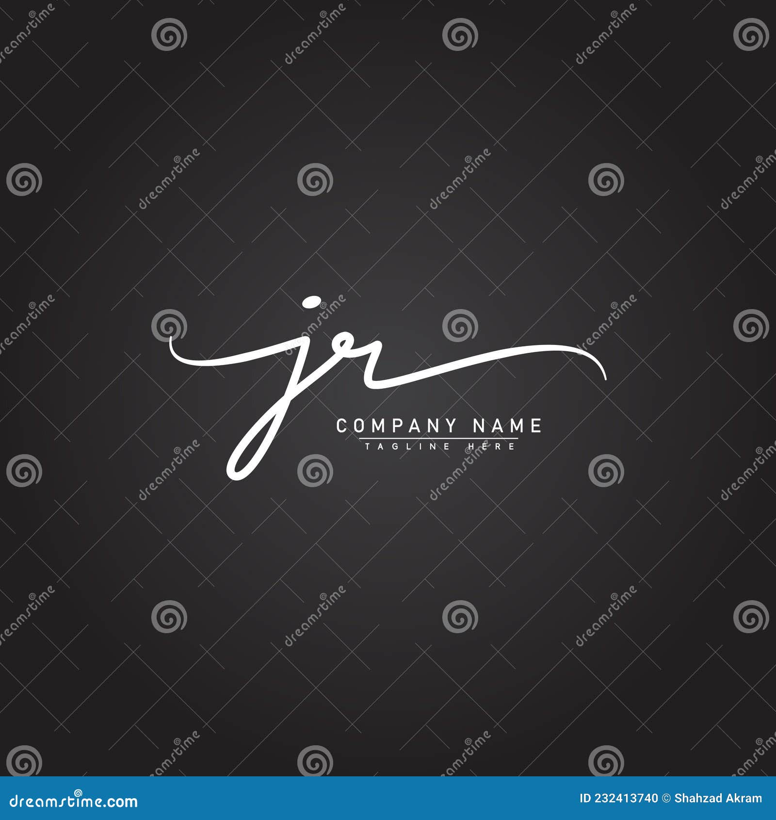 Initial Letter JR Logo - Handwritten Signature Logo Vector Illustration ...