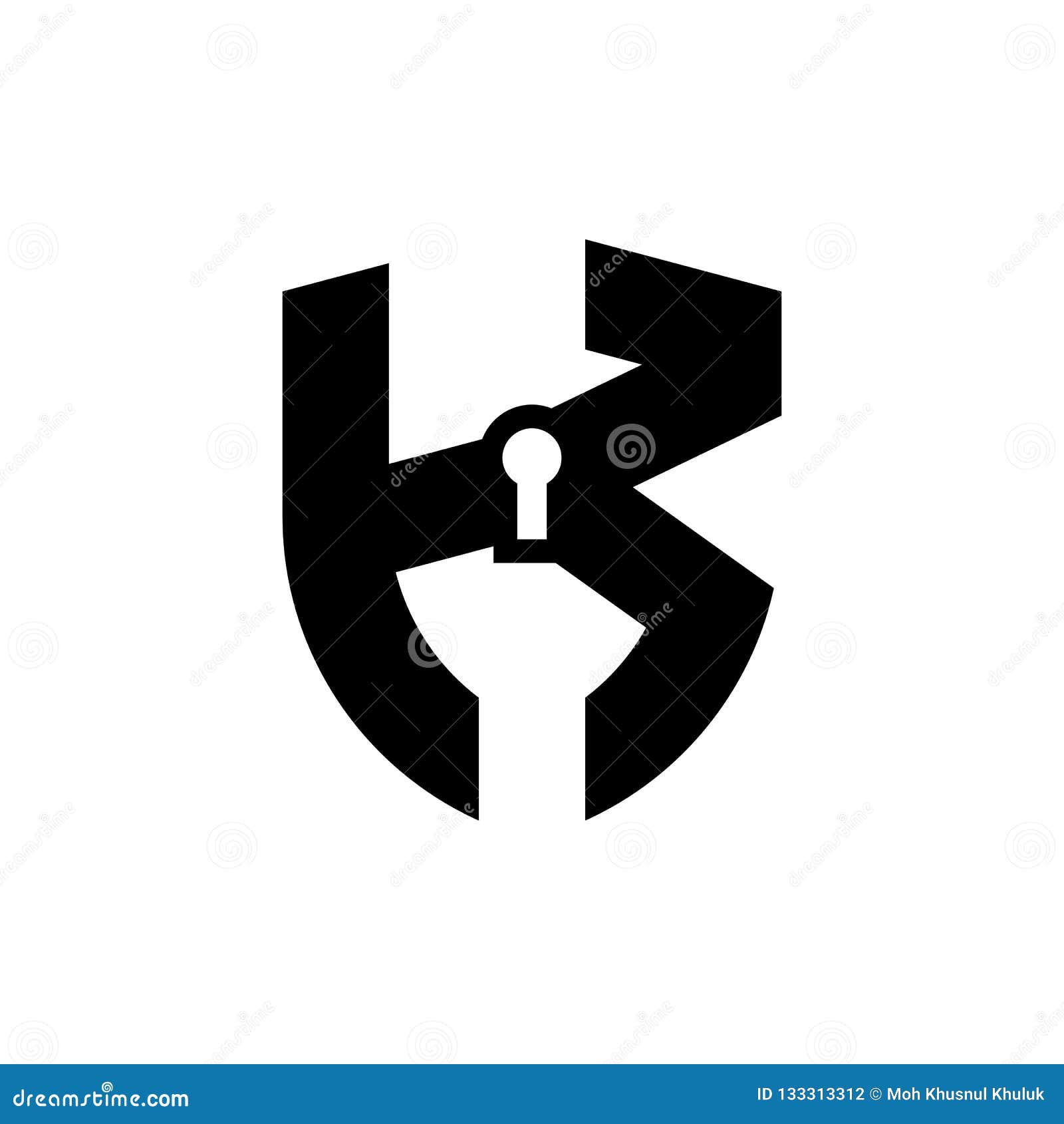 Initial Letter K Shield Security Logo Vector Black Color Stock Vector ...