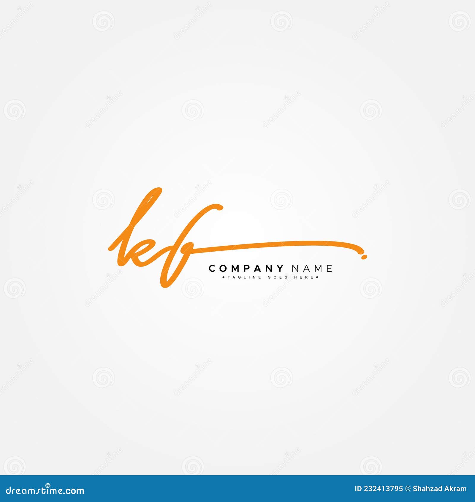 Initial Letter KF Logo - Handwritten Signature Style Logo Stock Vector ...