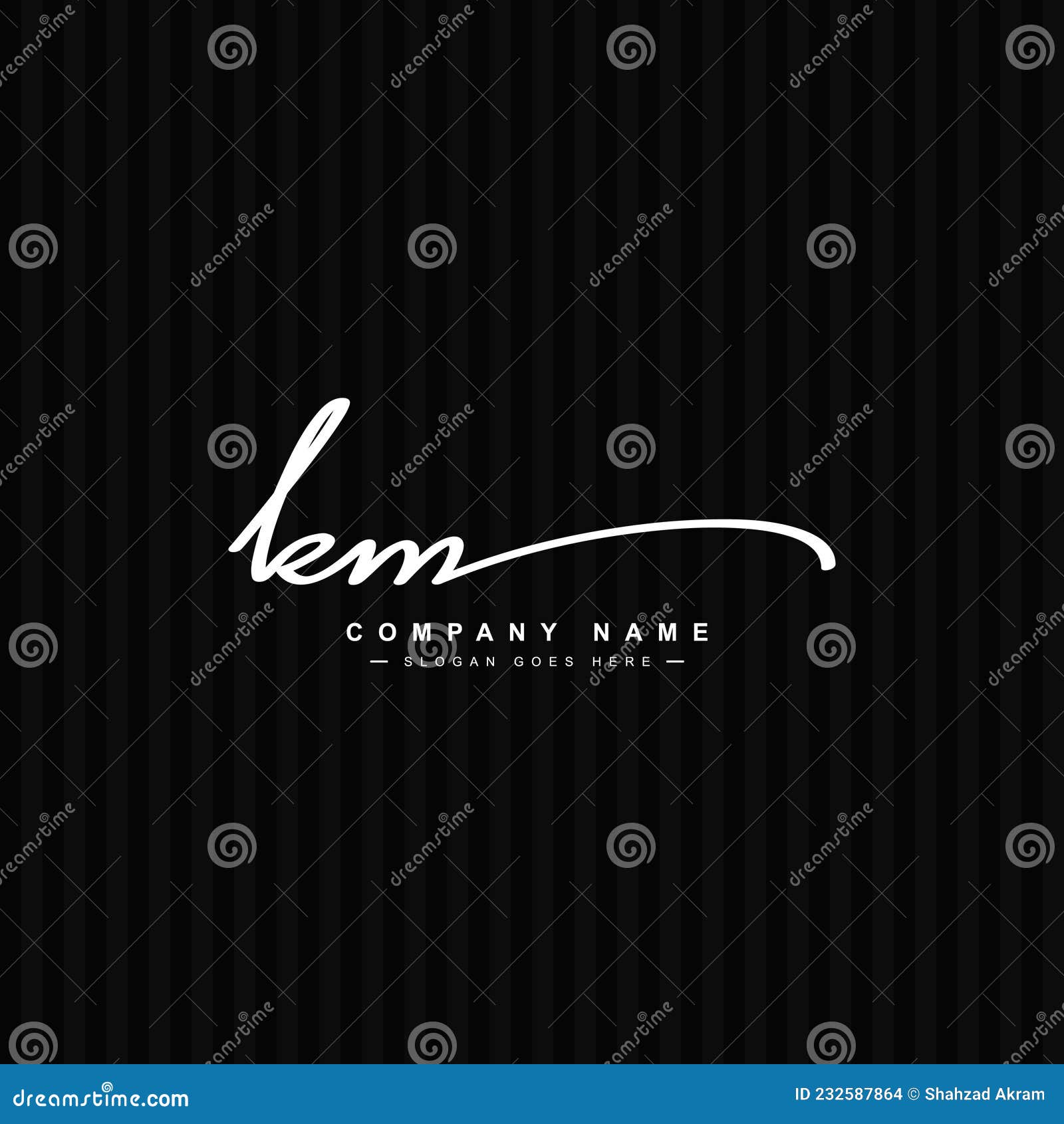Initial Letter KM Logo - Hand Drawn Signature Style Logo Stock Vector ...