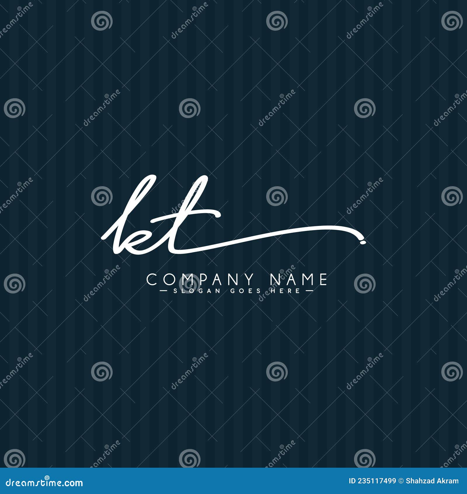 Initial Letter KT Logo - Handwritten Signature Logo Stock Vector ...