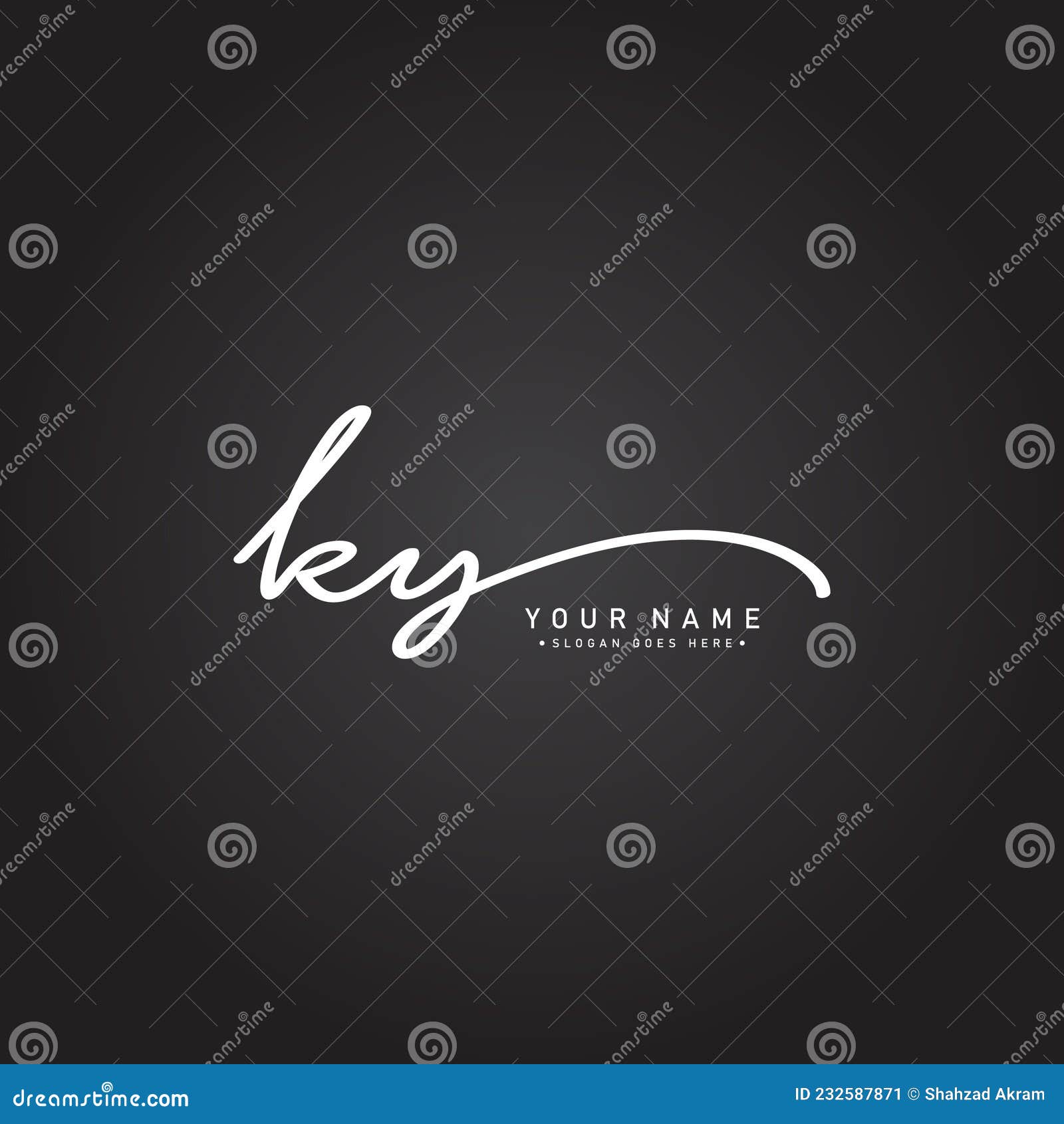 Initial Letter KY Logo - Handwritten Signature Style Logo Cartoon ...