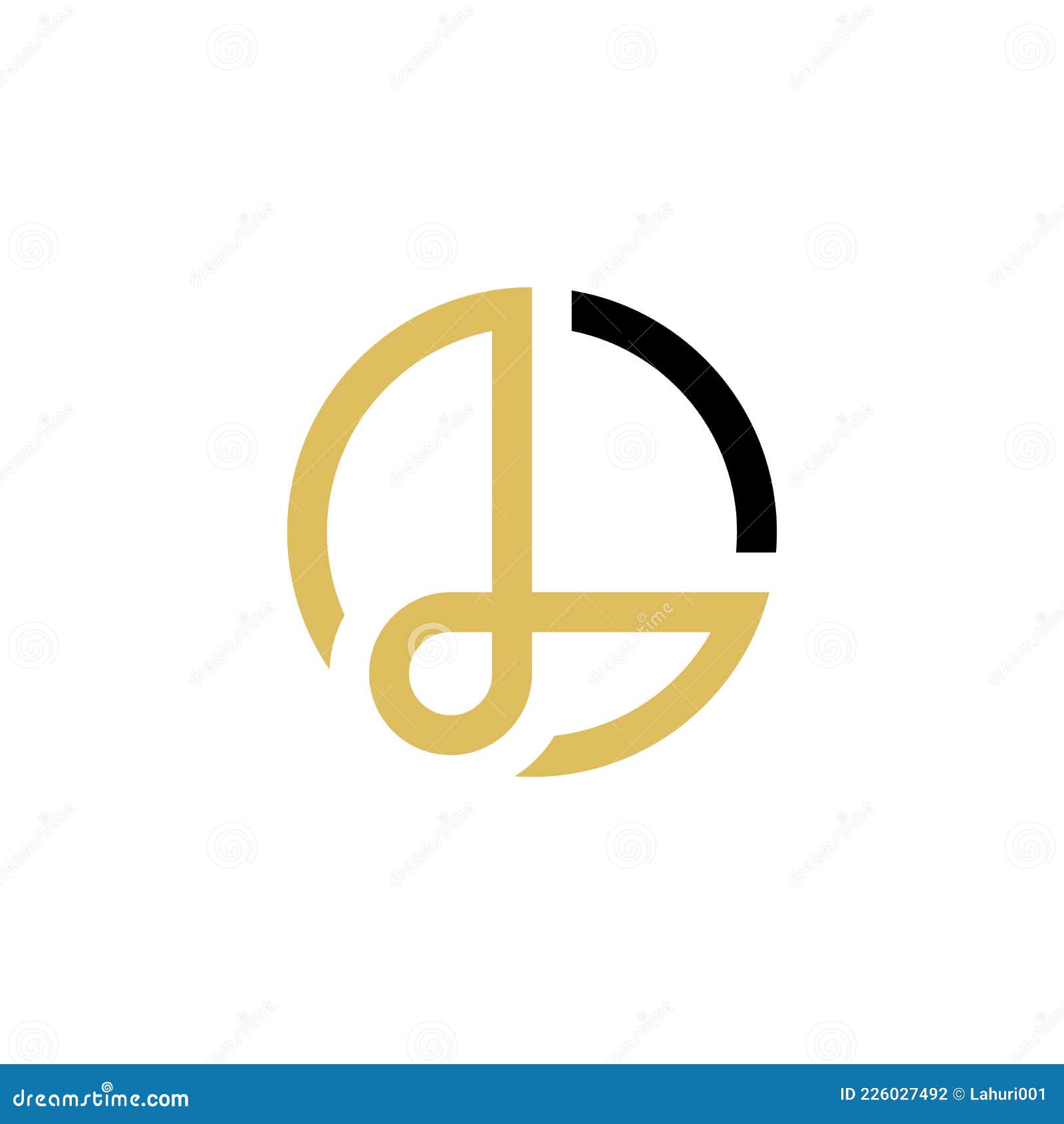 Initial Letter L Circle Monogram Logo Gold and Black Color Stock Vector ...