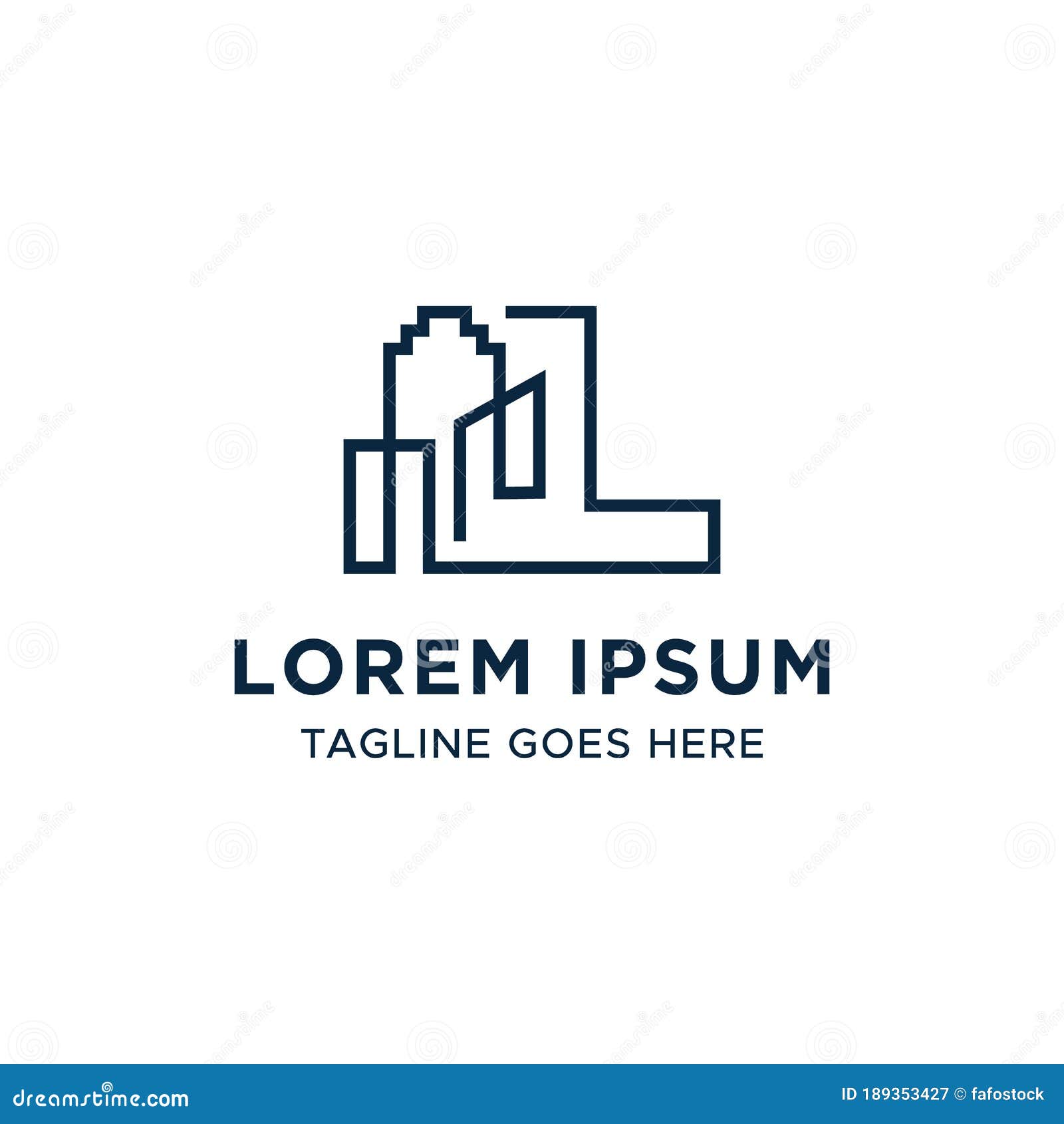 Initial Letter L Line with Building Logo Design Template. Stock Vector ...