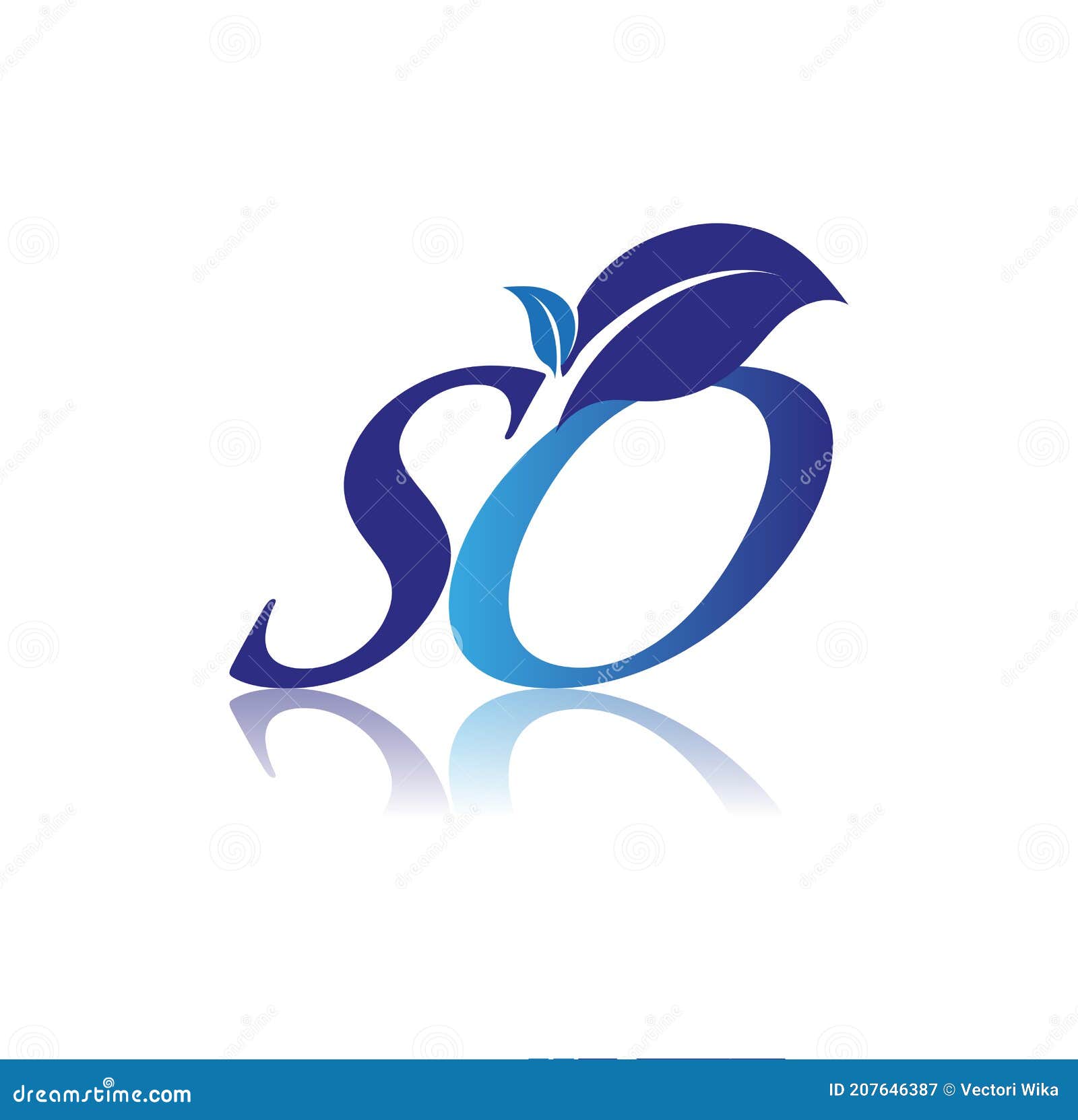 Initial Letter so with Leaf Logo, Colored Blue Nature and Environment ...