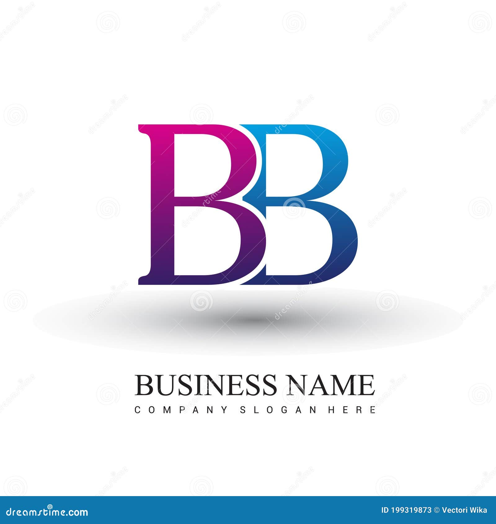Initial Letter Logo BB Colored Red and Blue, Vector Logo Design ...