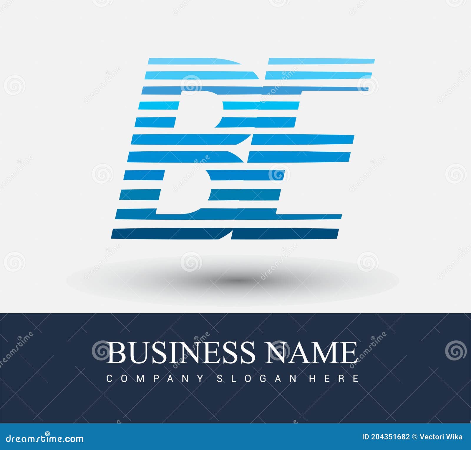 Initial Letter Logo BE Colored Blue with Striped Compotition, Vector ...
