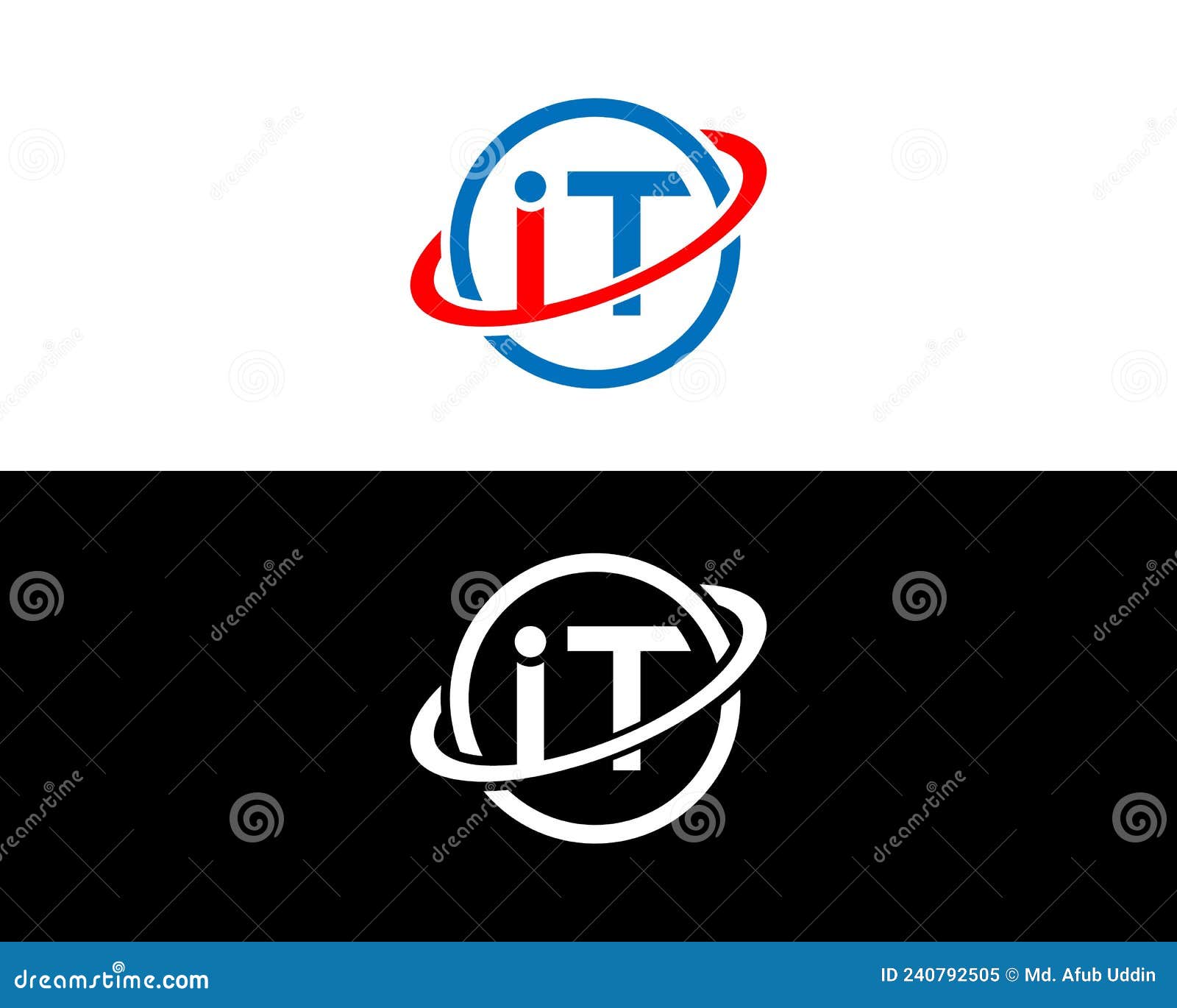 Initial Letter it Logo Design Icon Modern Linked Circle Stock Vector ...